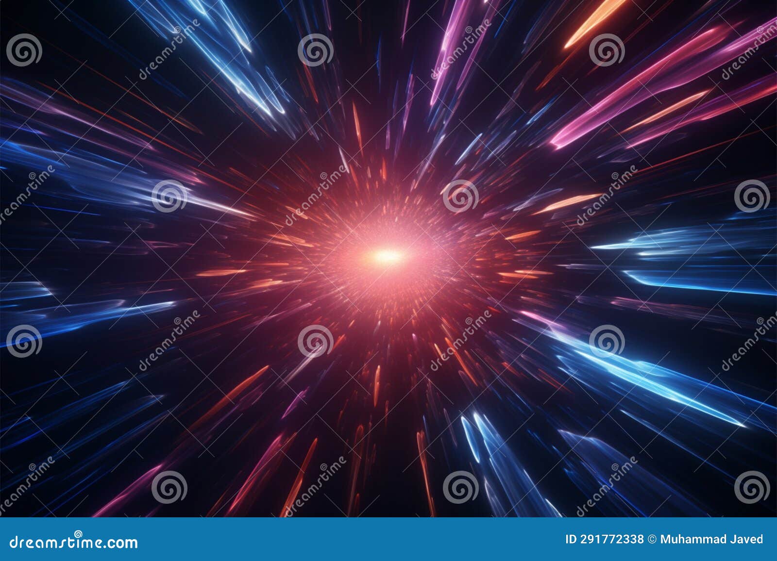 3D Hyper Warp Abstract Flight through Neon Space Time Tunnel Stock ...