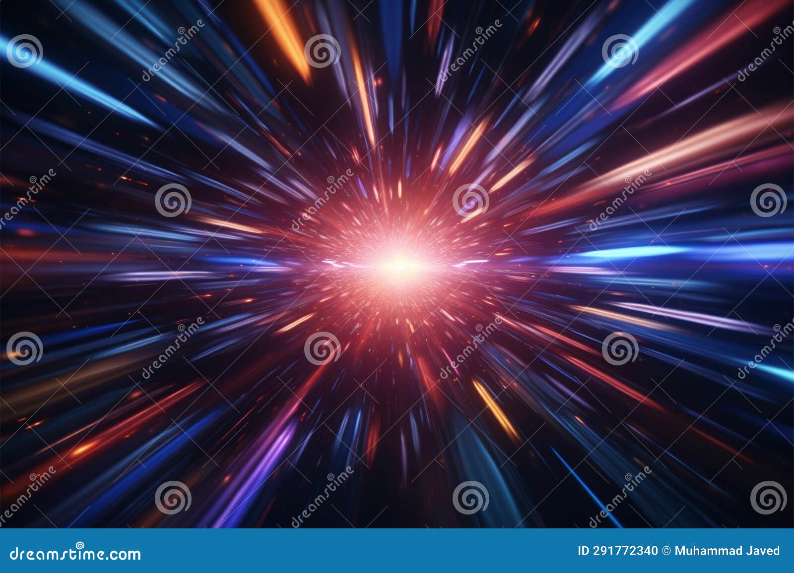 3D Hyper Warp Abstract Flight through Neon Space Time Tunnel Stock ...