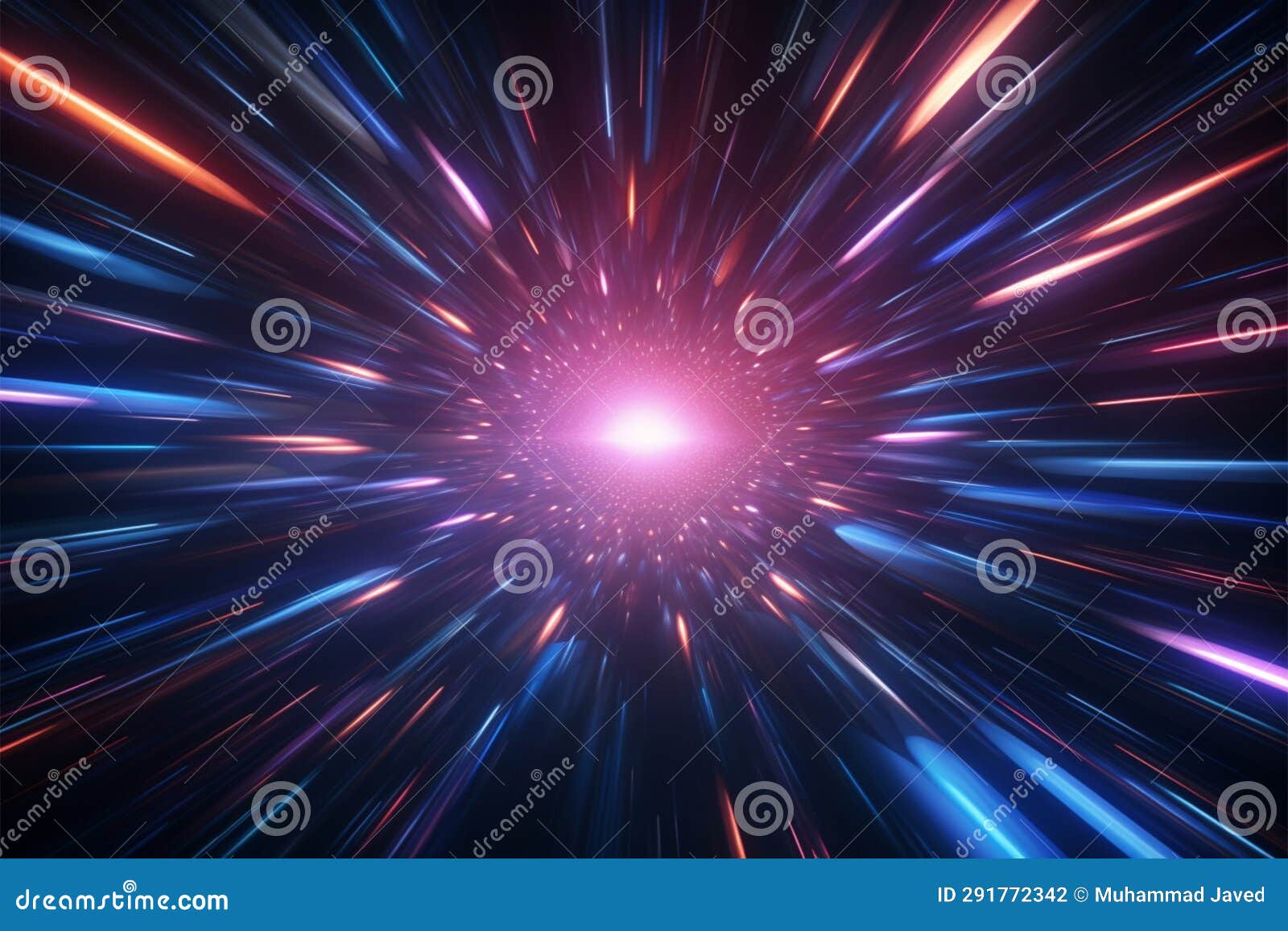 3D Hyper Warp Abstract Flight through Neon Space Time Tunnel Stock ...