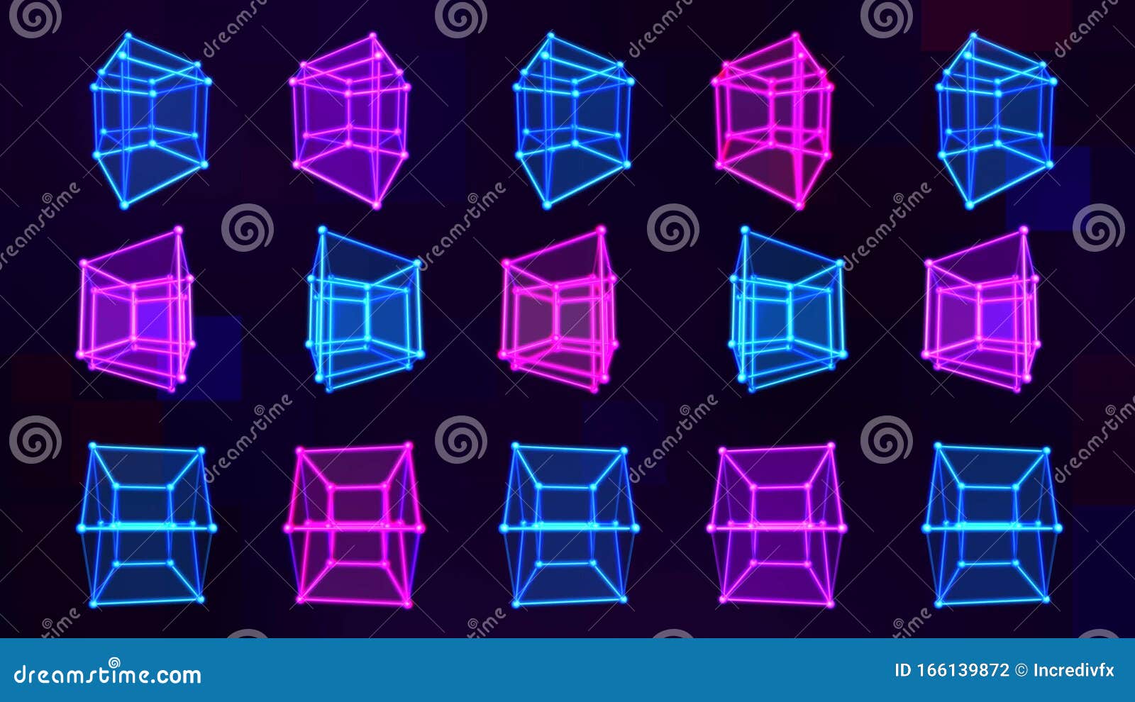 4D Hypercube Tesseract Array Matrix Mit Trippy Visual Neon Colors - 4K ...