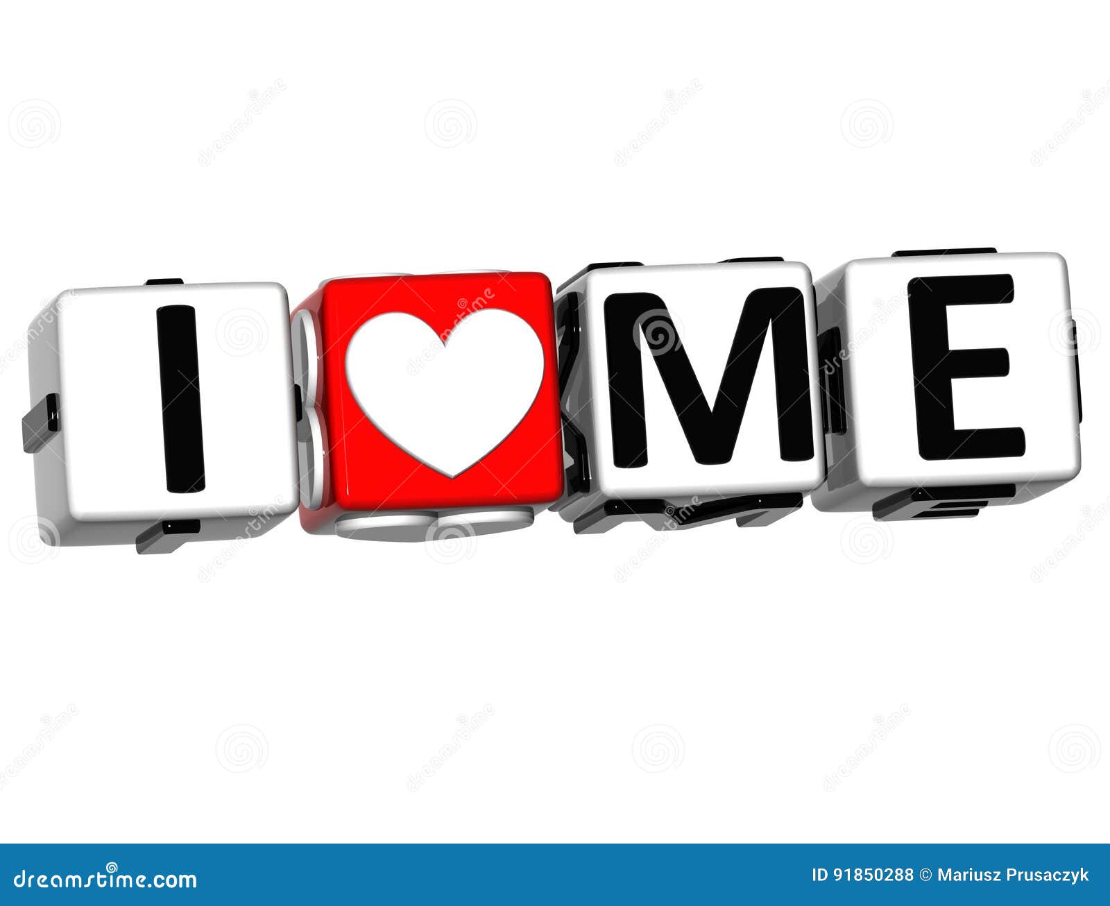 3D I Love Me Button Click Here Block Text Stock Illustration ...