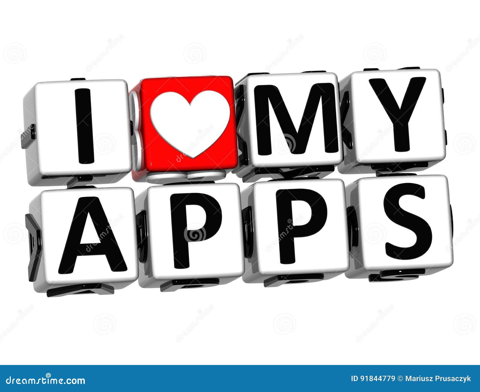 3D I Love My Apps Button Click Here Block Text Stock Illustration ...