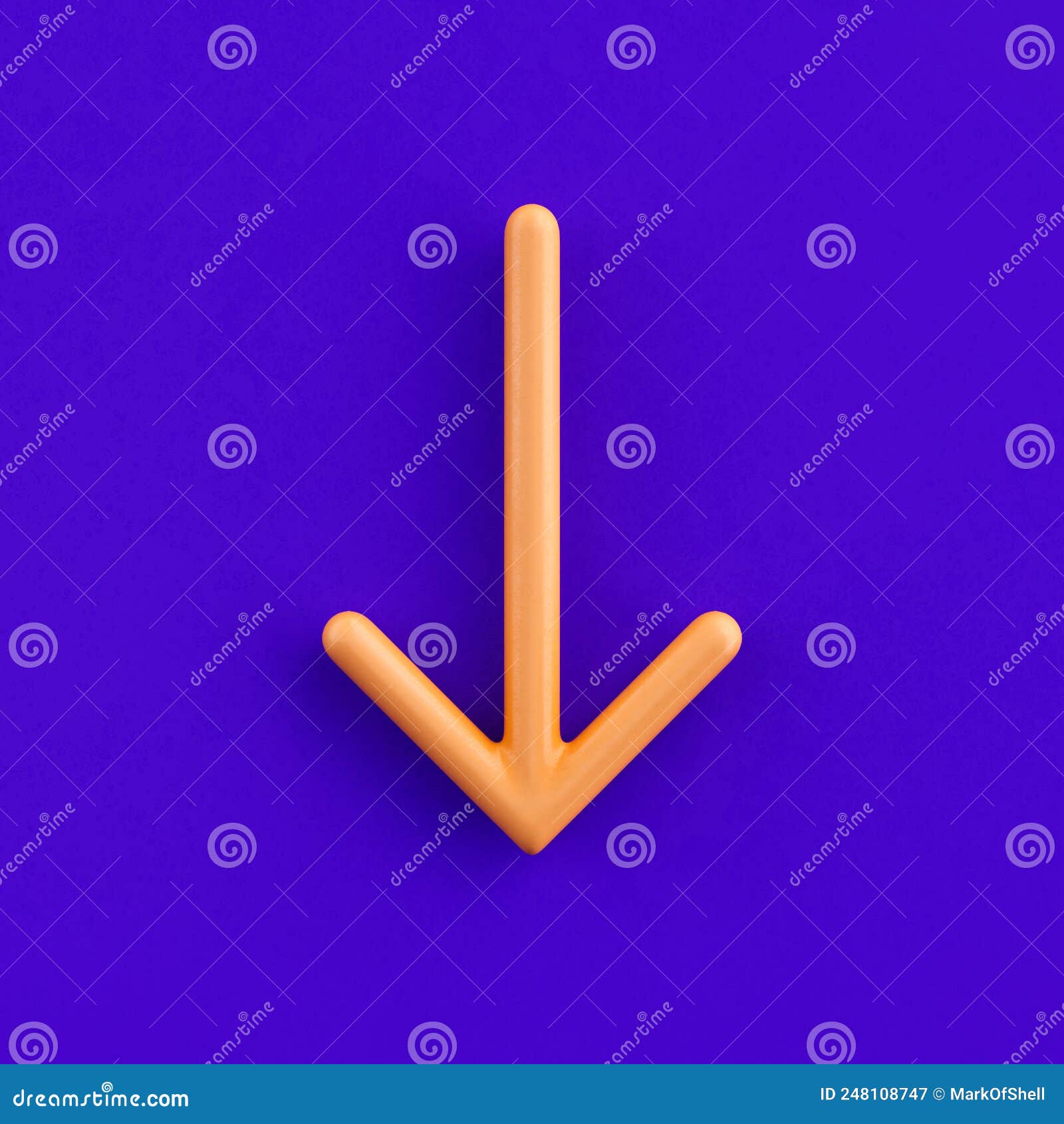 3d Icon Arrow Down, Outline Yellow Arrow Icon, Direction Symbol, 3d ...