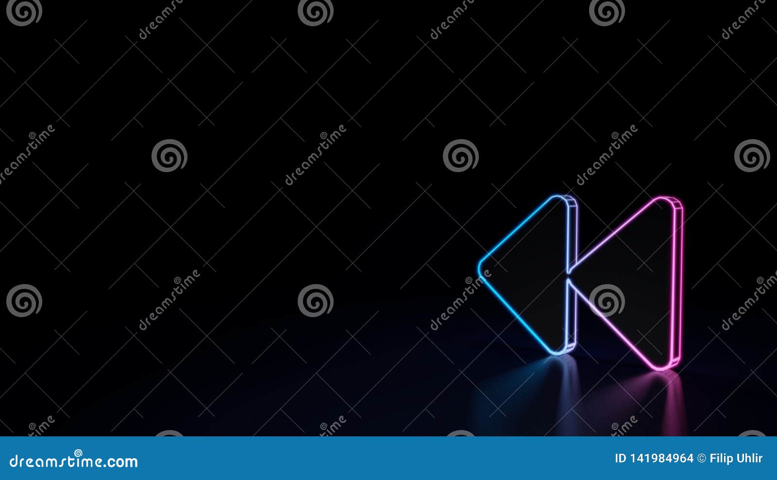 3d icon of backward symbol stock illustration. Illustration of neon ...