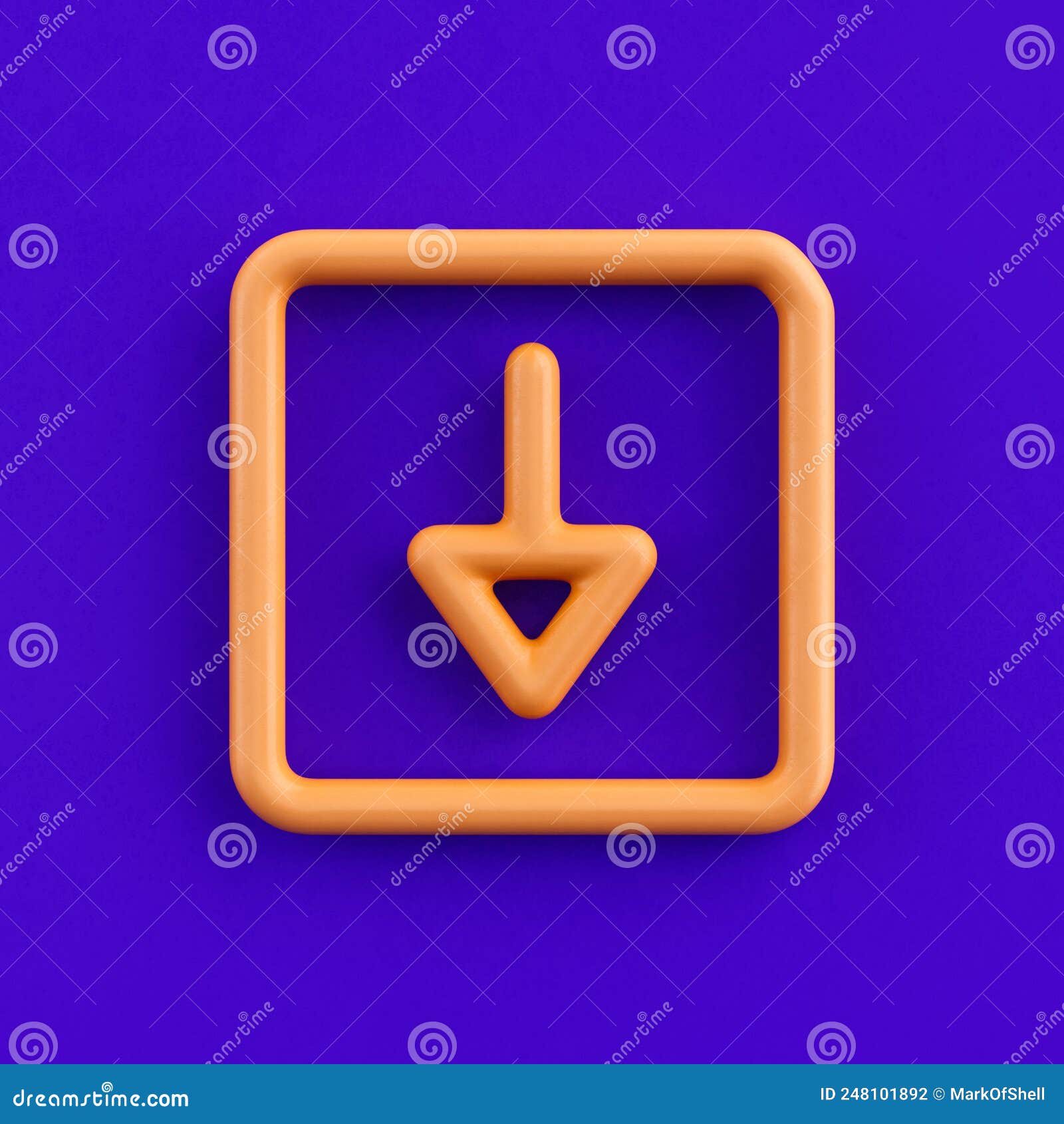 3d Icon Box Arrow Pointing Down, Outline Yellow Arrow Icon, Direction ...