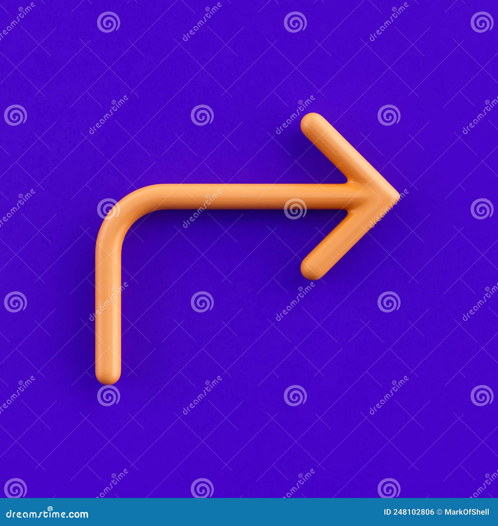 3d Icon Corner Right Round, Outline Yellow Arrow Icon, Direction Symbol ...