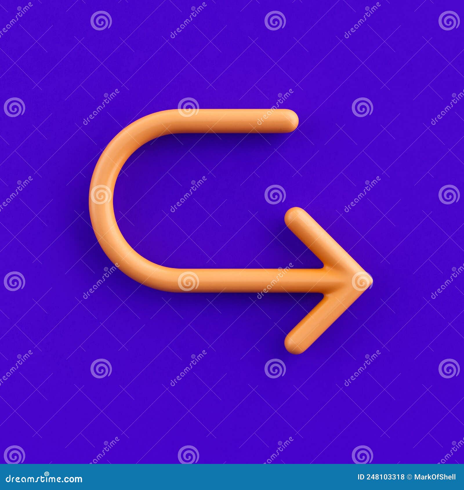 3d Icon Curved Arrow Right, Outline Yellow Arrow Icon, Direction Symbol ...