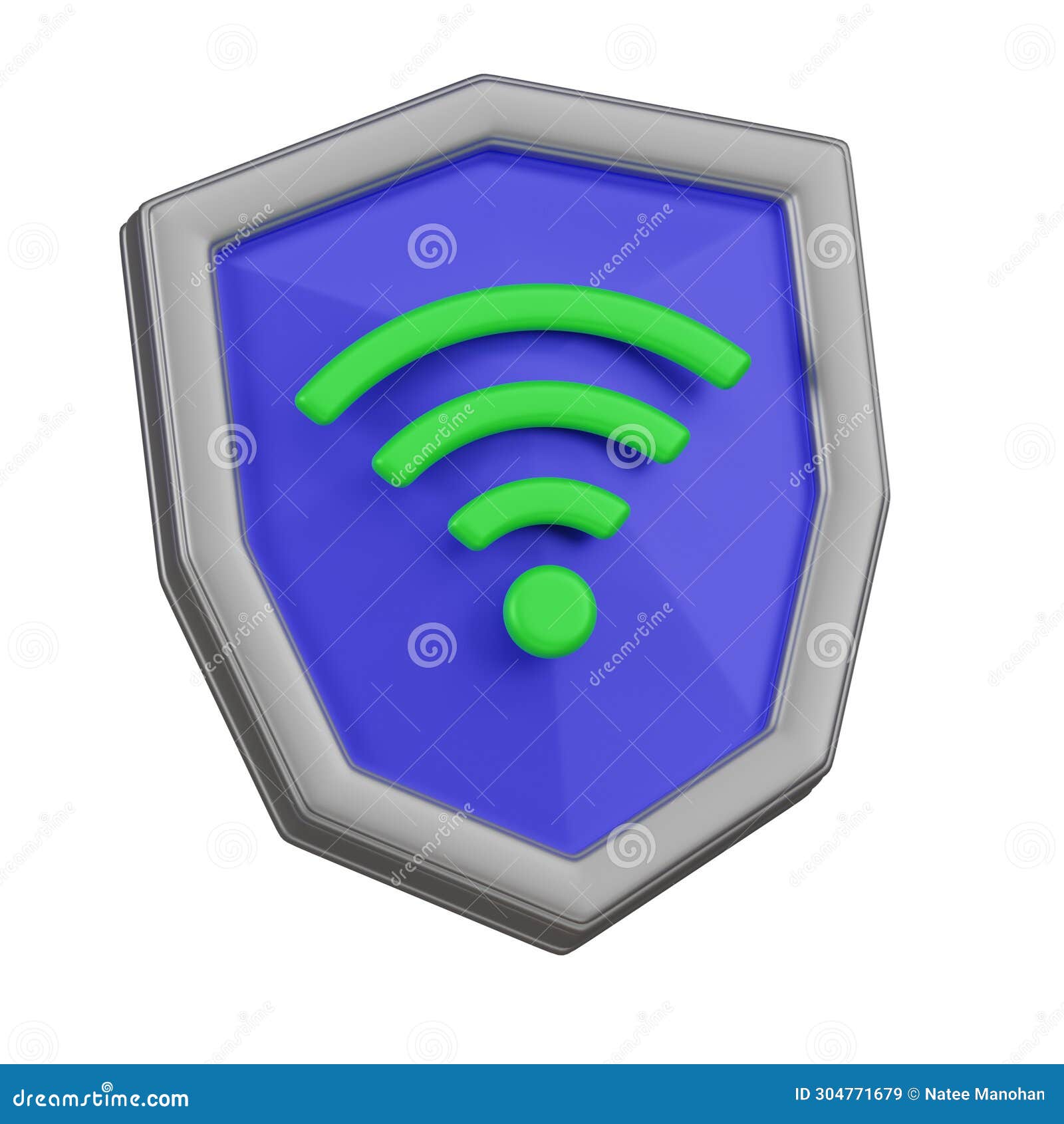 Secured WiFi Connection Shield 3D Icon Stock Illustration ...