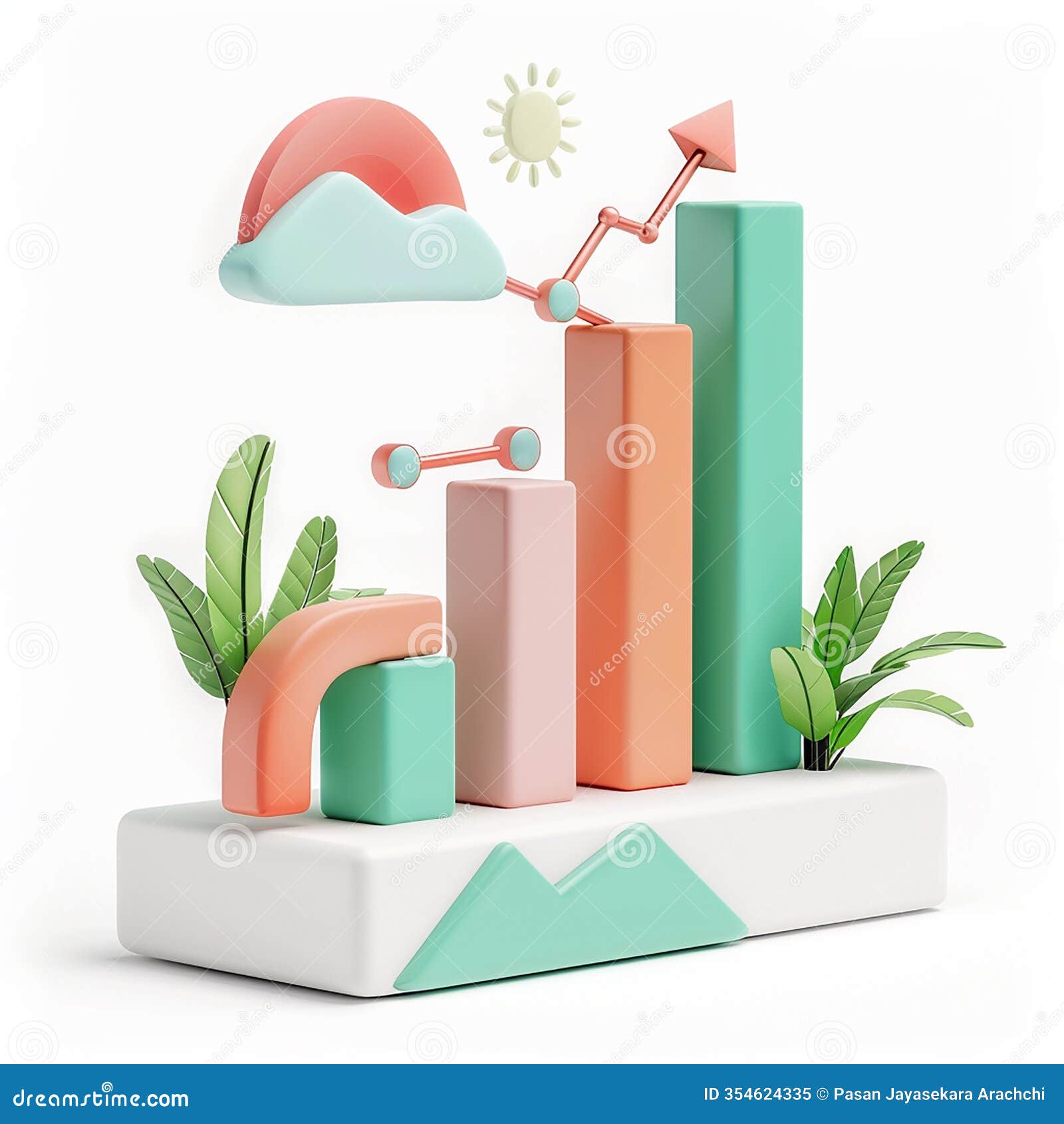 3D Icon Depicts Growth Chart on White Background Stock Illustration ...