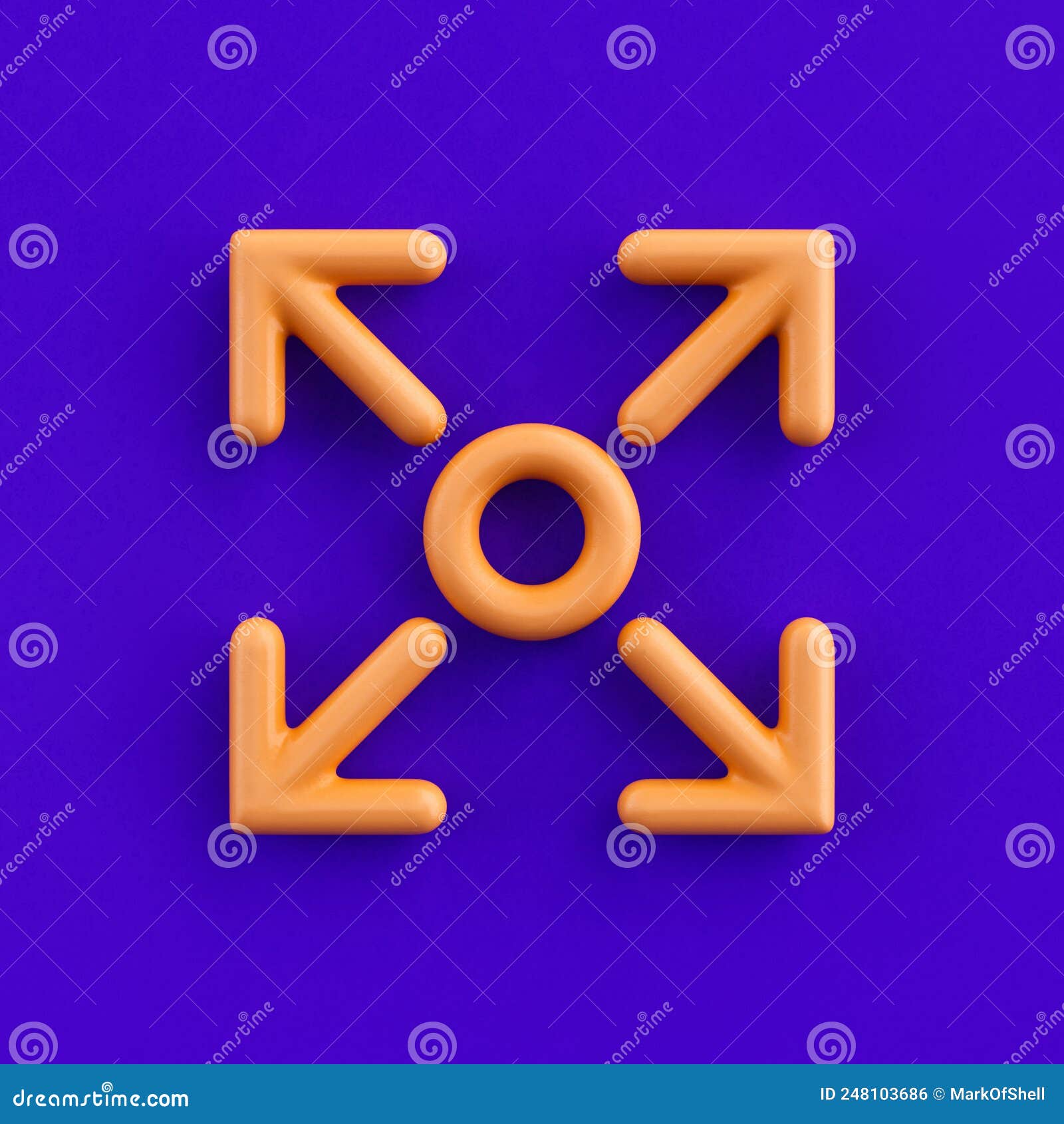3d Icon Disperse, Outline Yellow Arrow Icon, Direction Symbol, 3d ...