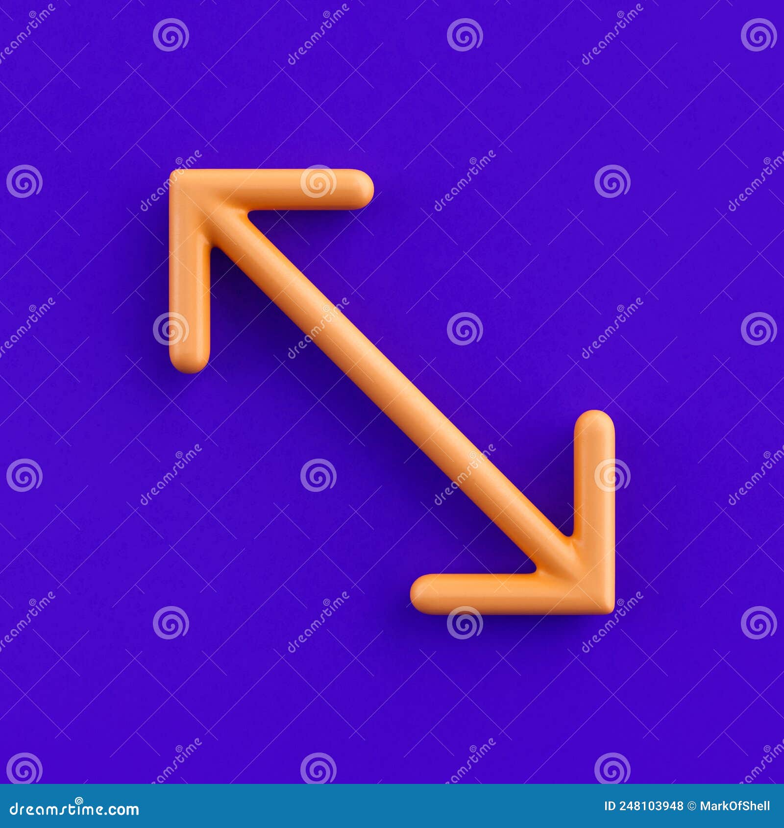 3d Icon Enlarge Diagonal, Outline Yellow Arrow Icon, Direction Symbol ...