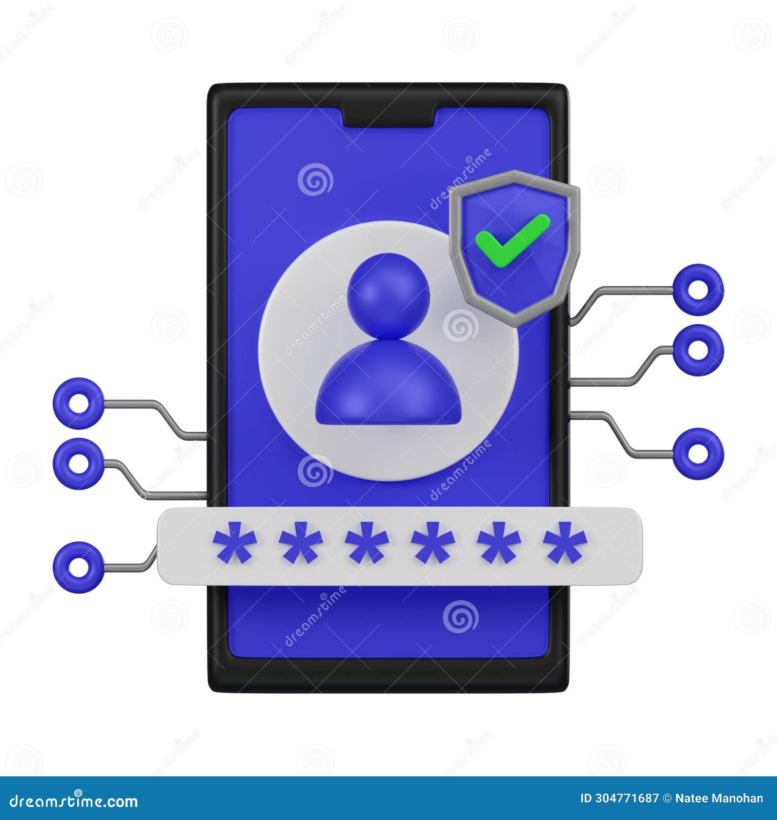 Mobile User Authentication 3D Icon Stock Image - Illustration of ...