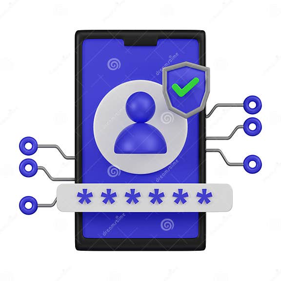 Mobile User Authentication 3D Icon Stock Image - Illustration of ...