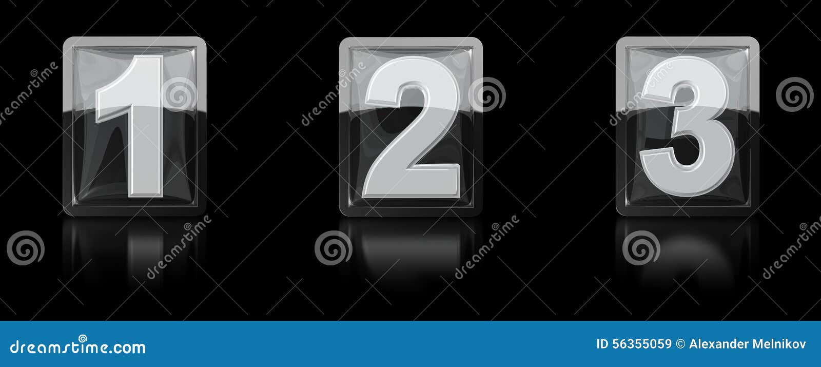 3d Icon Figures One, Two ,three Under Glass Stock Illustration ...