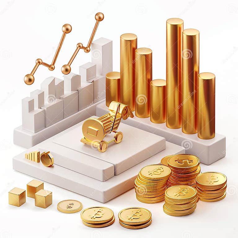 3D Icon of Financial Commodities Trading on a White Background Stock ...