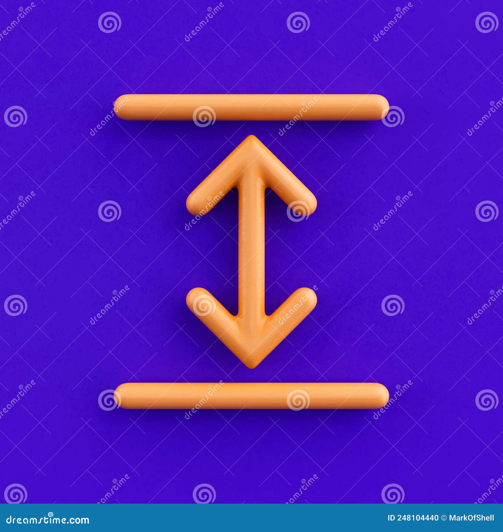 3d Icon Fit Vertical, Outline Yellow Arrow Icon, Direction Symbol, 3d ...