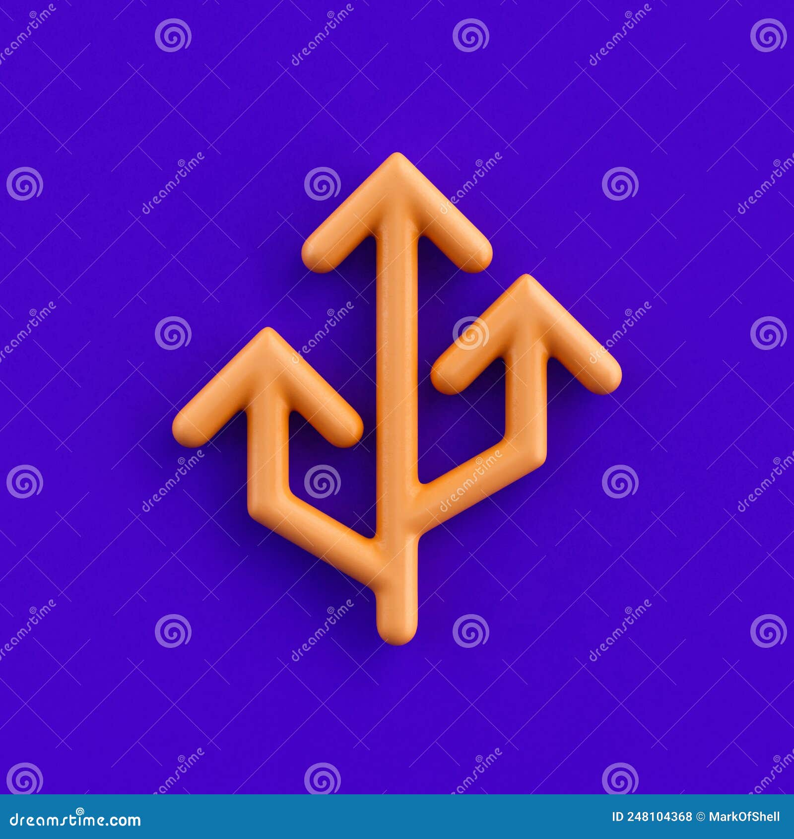 3d Icon Fork, Outline Yellow Arrow Icon, Direction Symbol, 3d Rendering ...