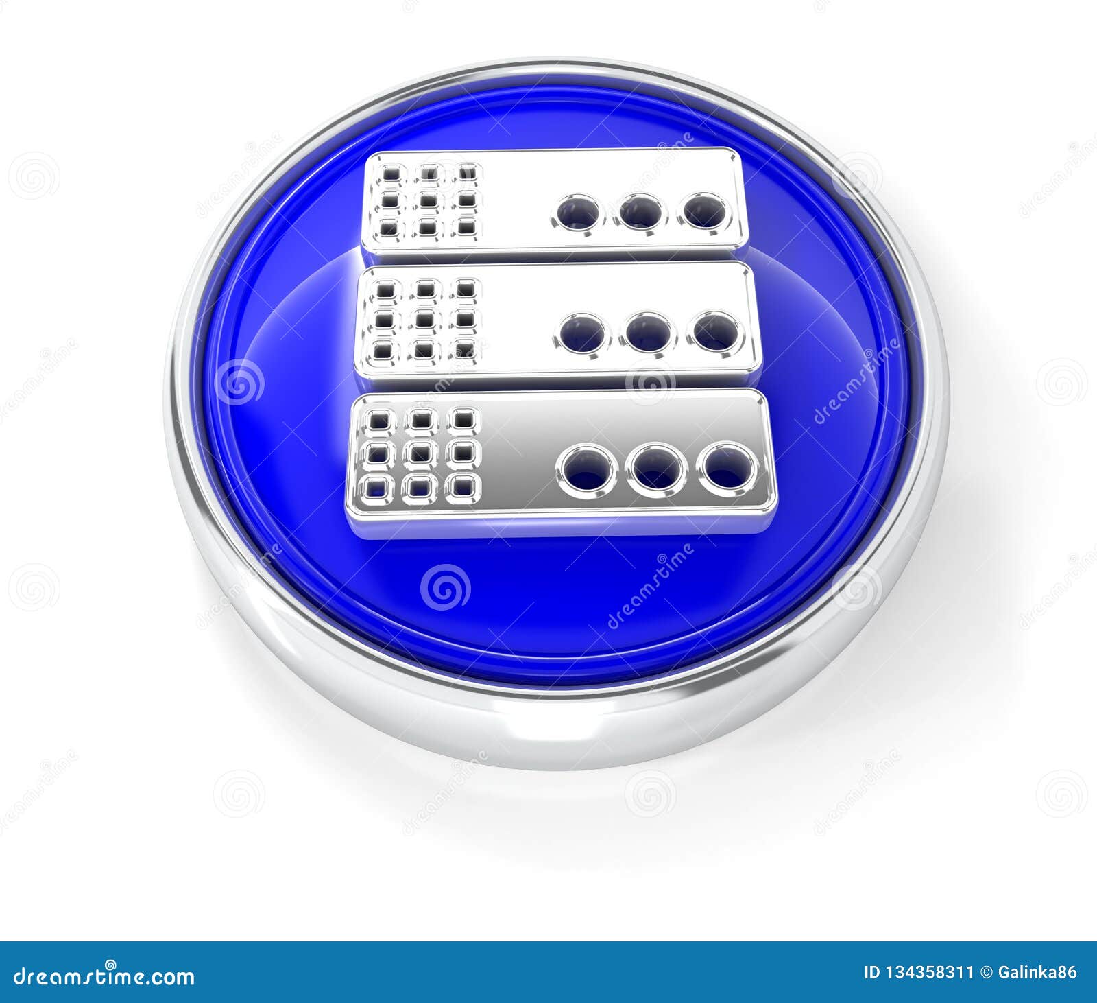 3D Icon on Glossy Blue Round Button Stock Illustration - Illustration ...