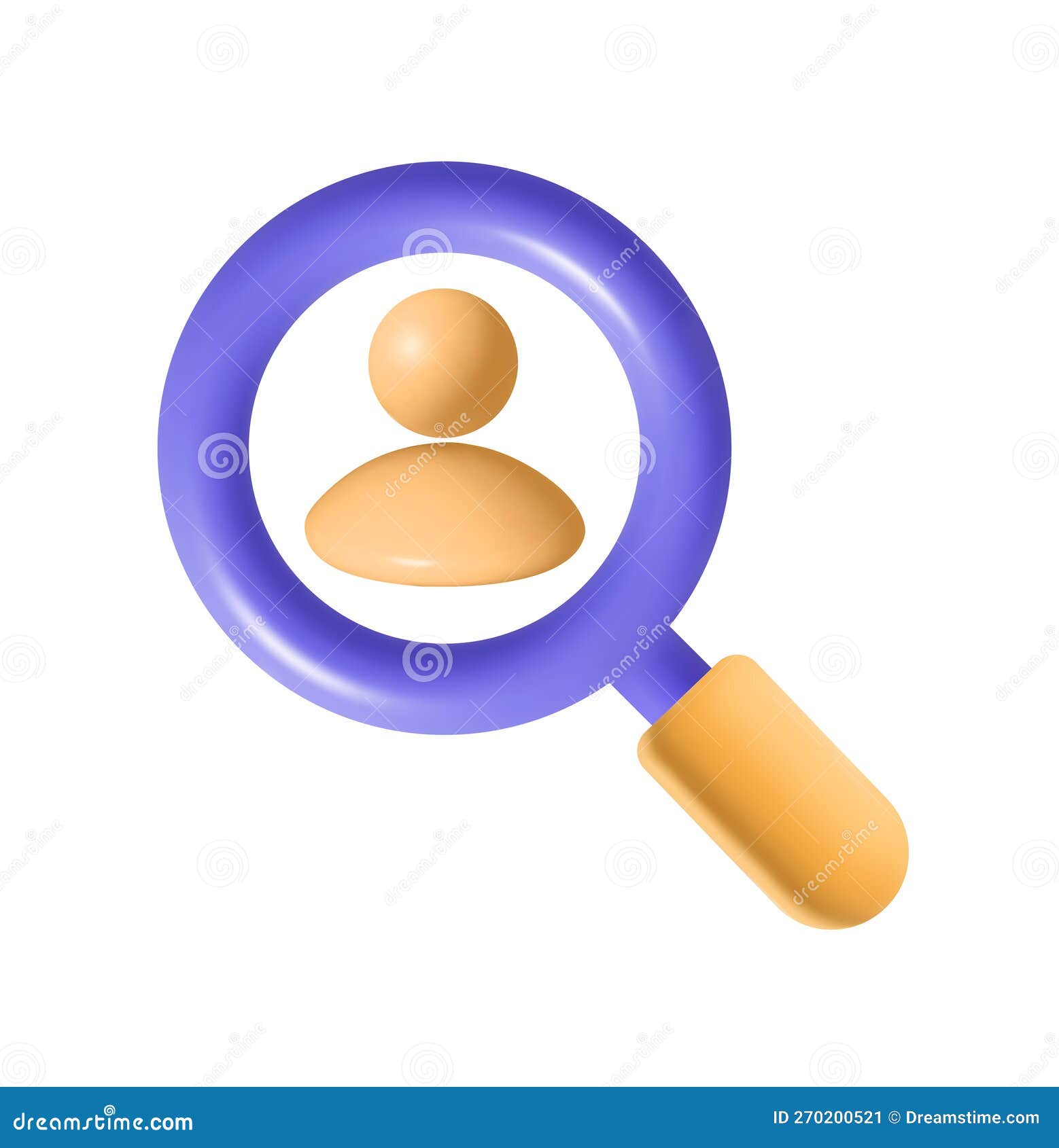 3D Icon Mesh Magnifying Glass Chooses Unique Avatar. Render Human ...