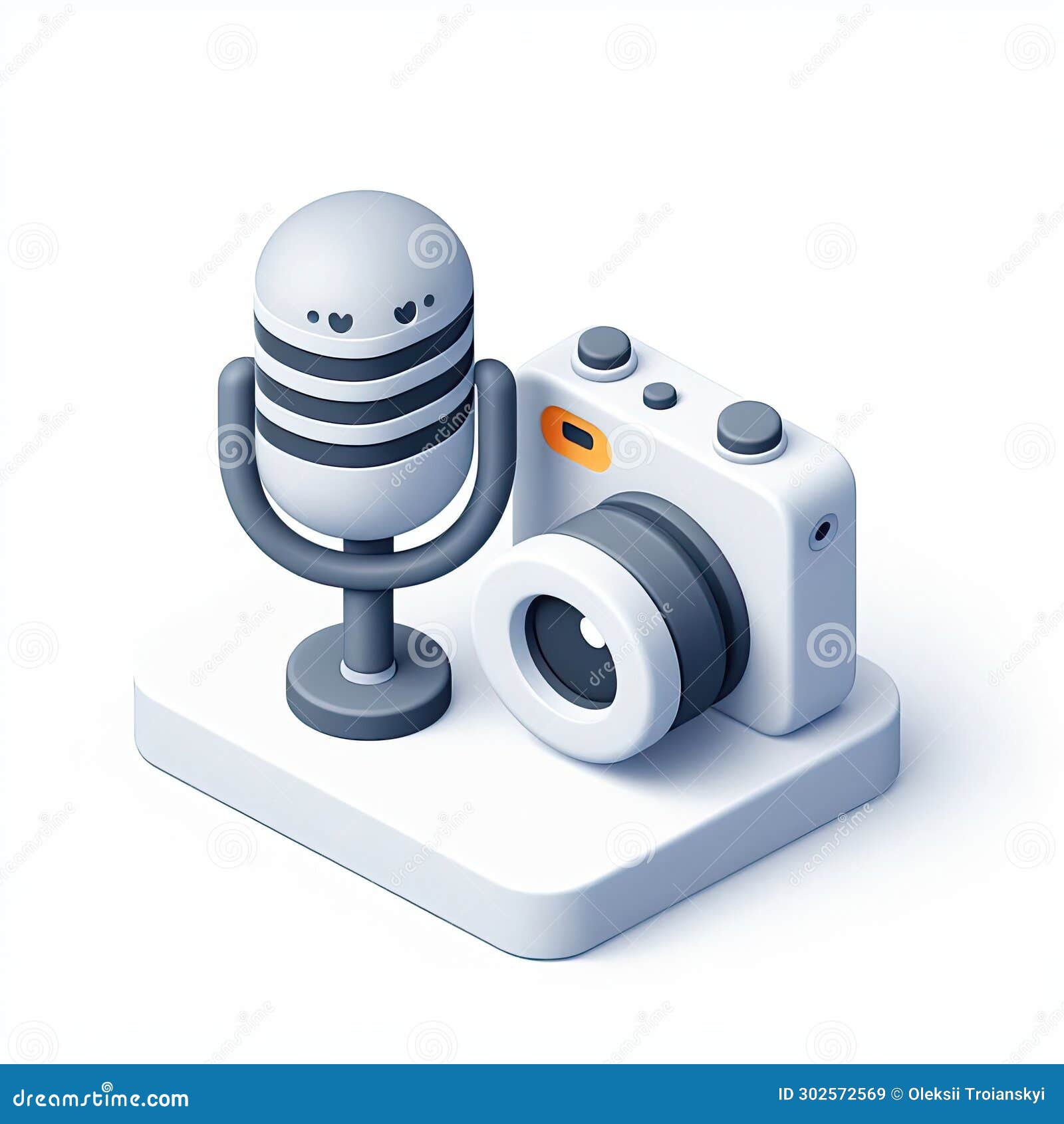 3D Icon of a Microphone and a Camera in Isometric Style on a White ...