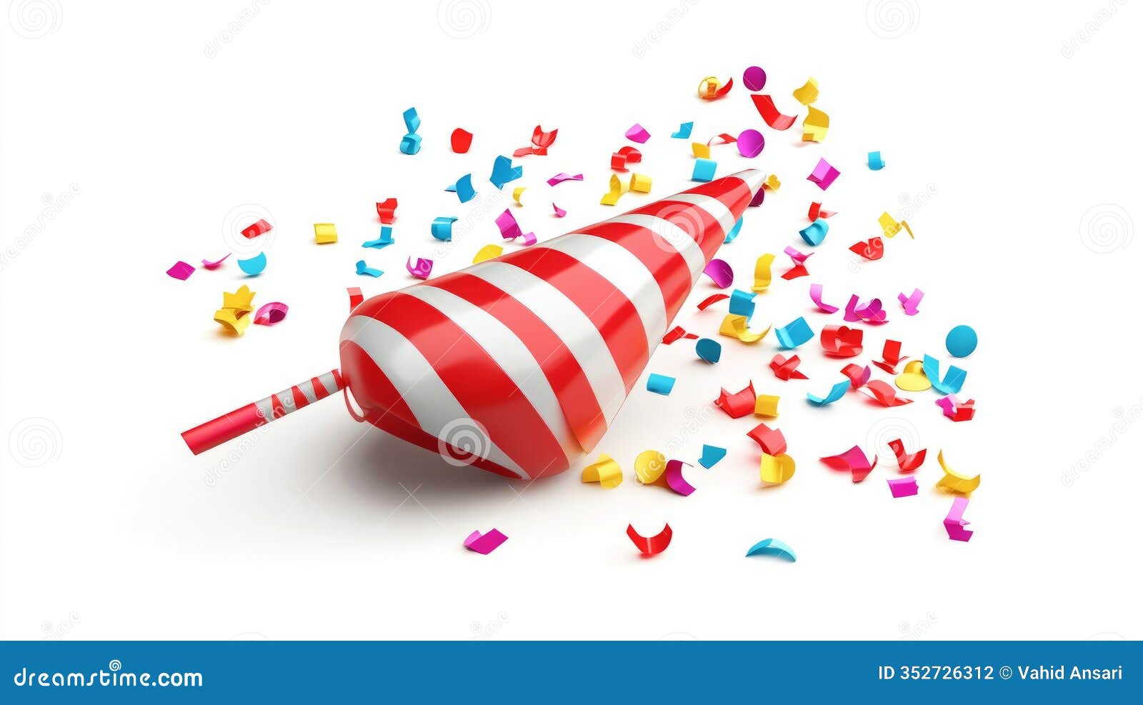 3d Icon Party Popper on White Background Stock Illustration ...