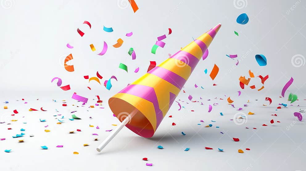 3d Icon Party Popper on White Background Stock Illustration ...