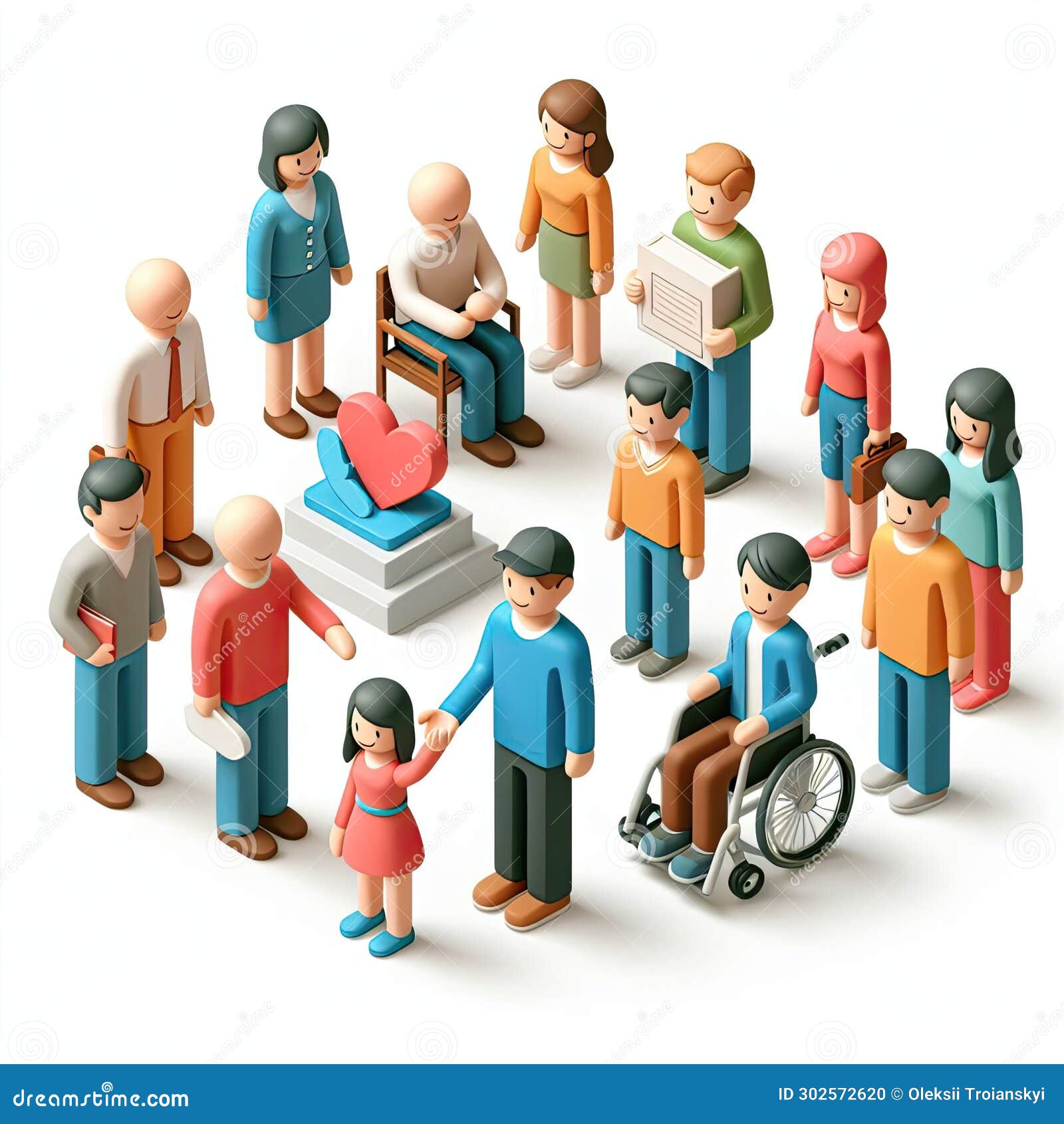 3D Icon of People with Different Disabilities in Isometric Style on a ...