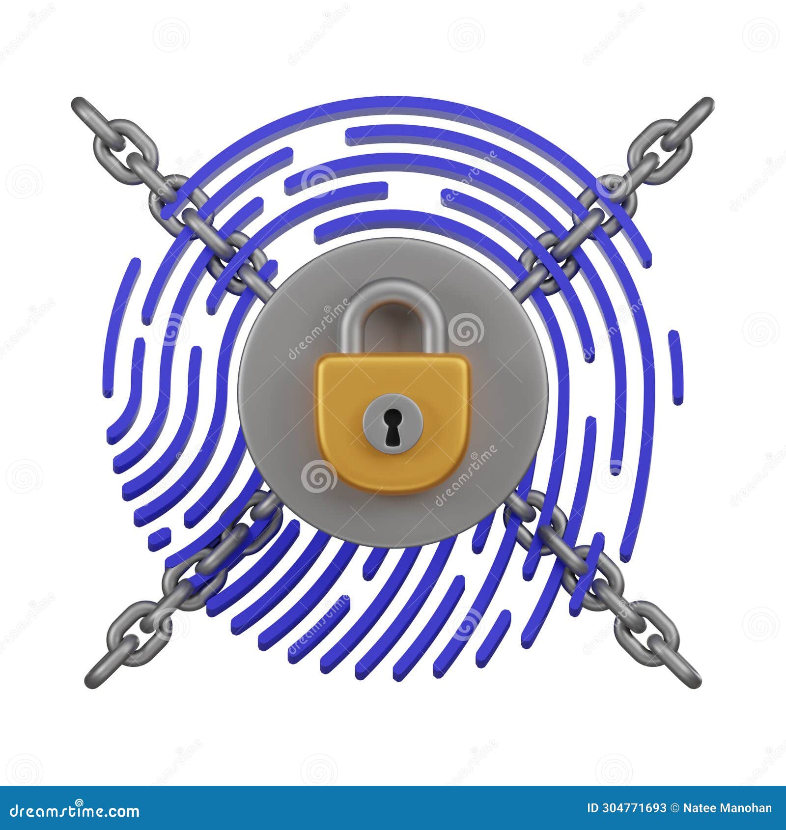 Biometric Security Locked 3D Icon Stock Image - Illustration of ...