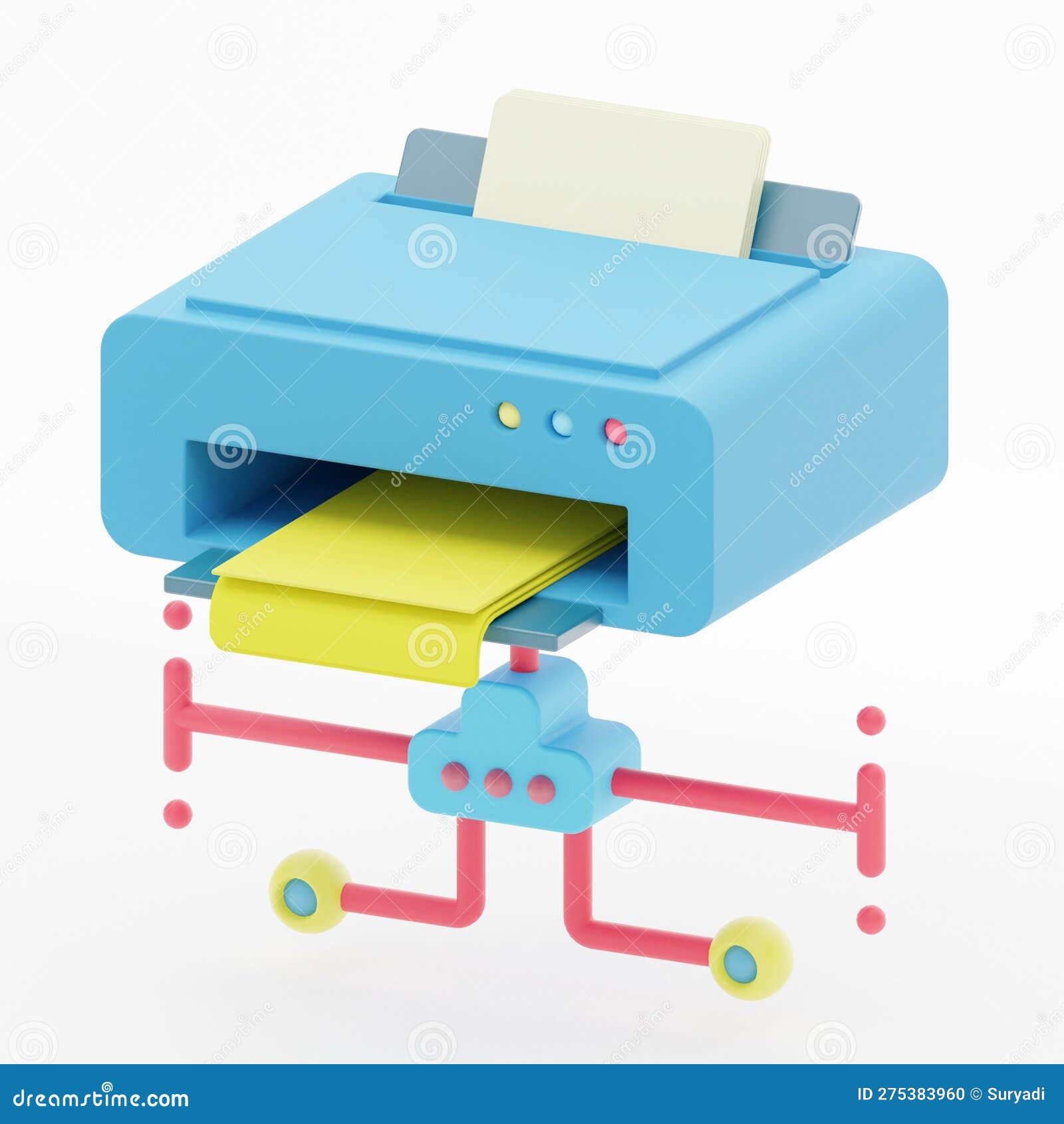 3d Icon of Printer Sharing, Connected To Computer Network Stock ...