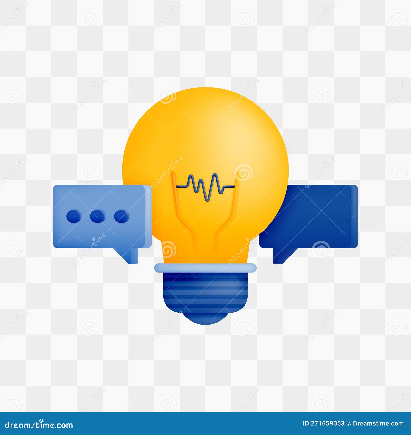 3d Icon Realistic Render Style of Bulb or Lamp in the Middle of a Chit ...