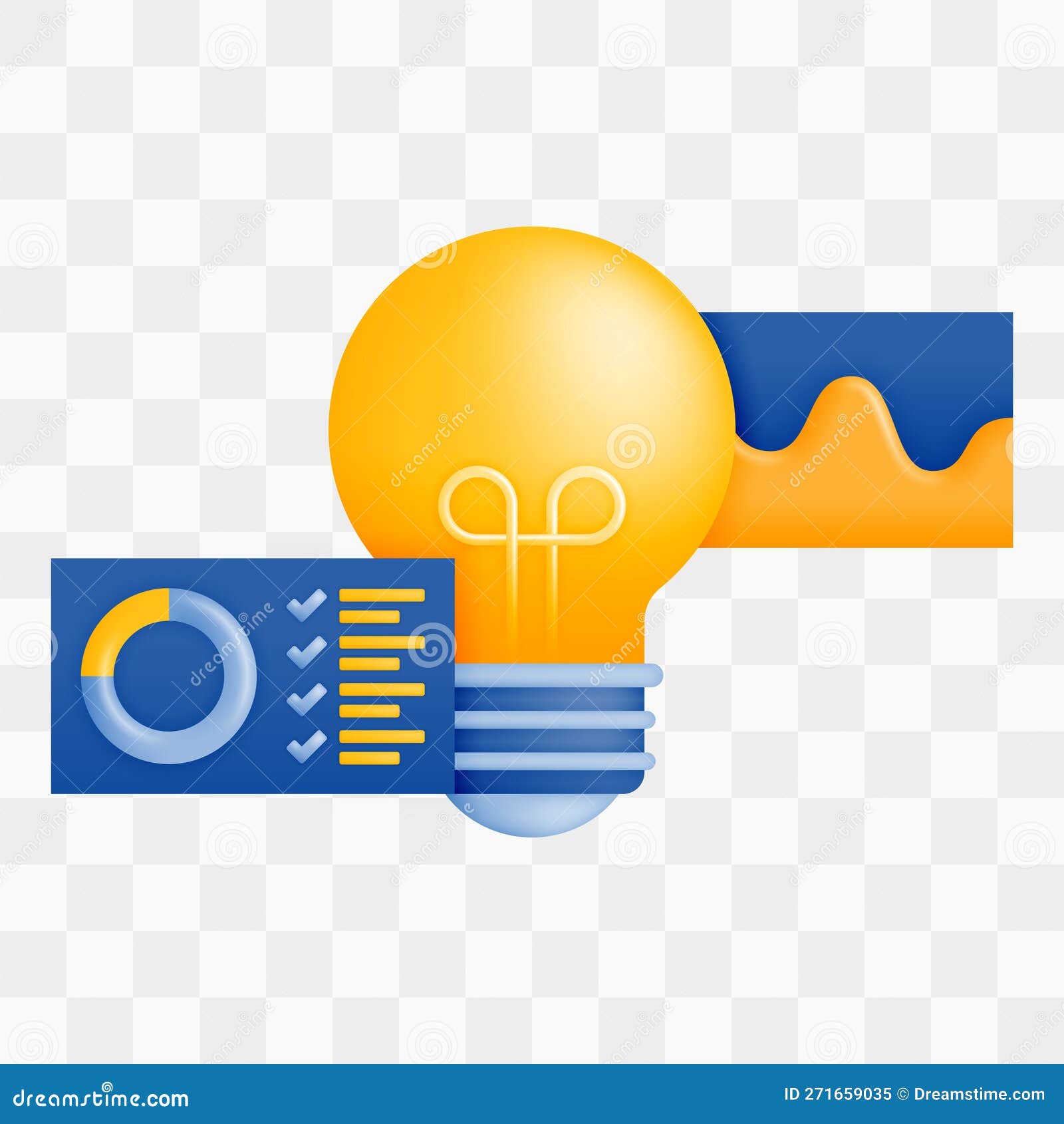 3d Icon Realistic Render Style Of Lights Or Bulb With Checklists ...