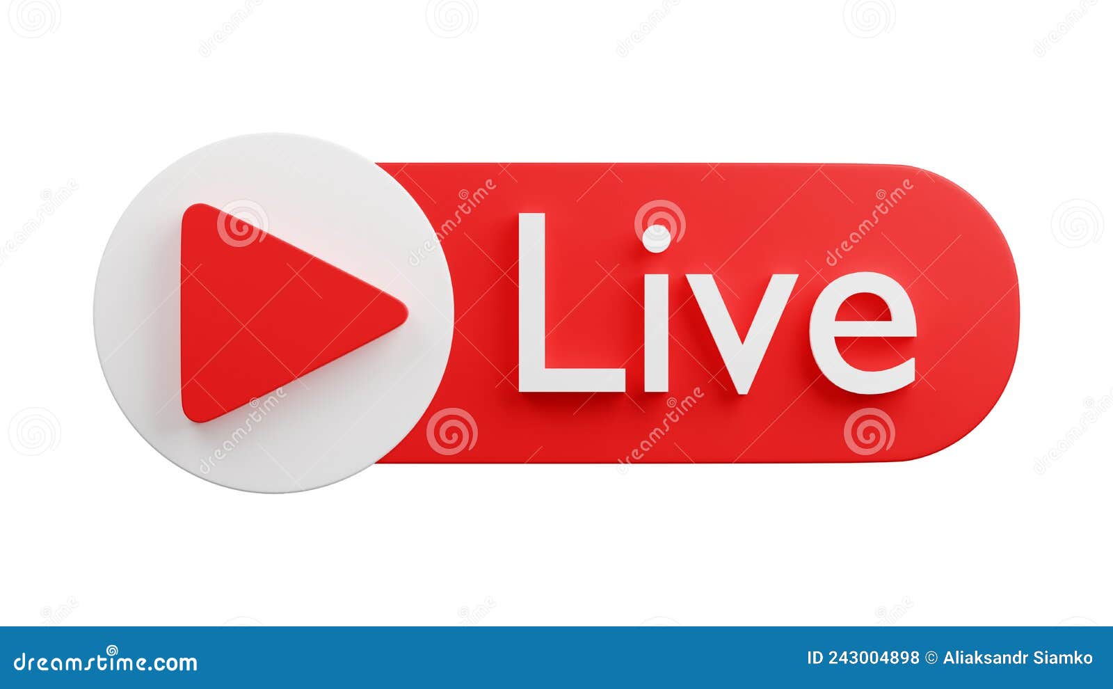 3d Icon Red Live Play Icon. 3d Render Illustration Stock Illustration ...