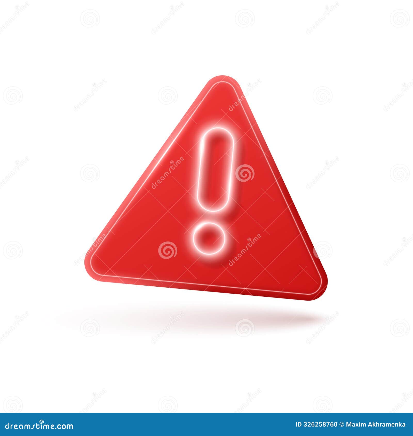 3d Icon of Red Warning Triangle Sign with Neon Exclamation Mark ...