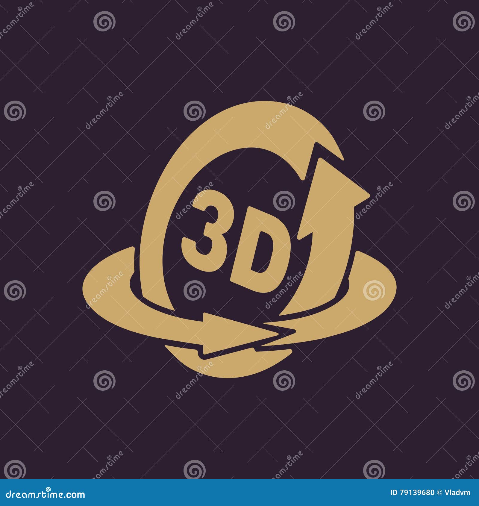 The 3d Icon. Rotation Arrow Symbol Stock Vector - Illustration of stamp ...