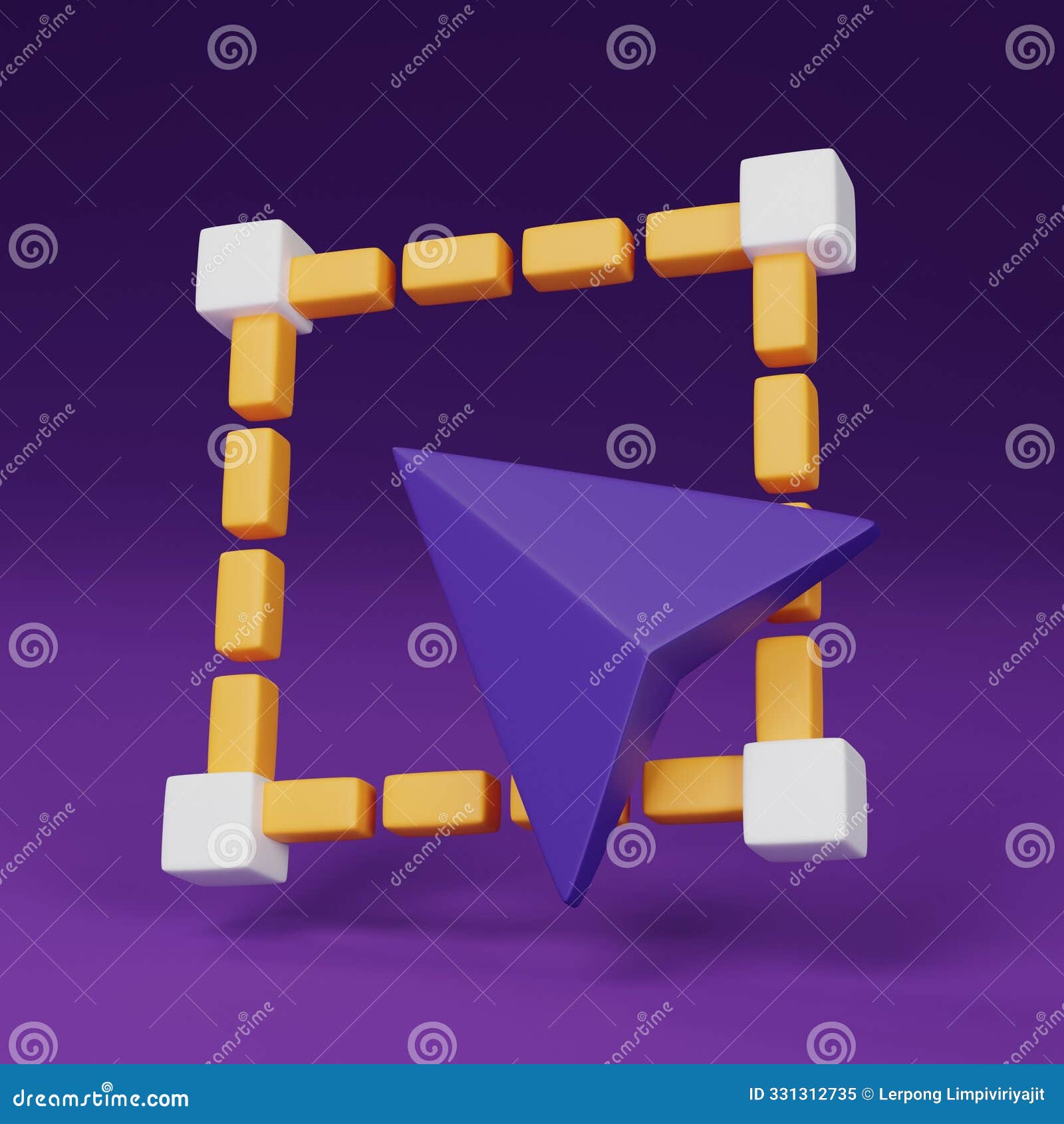 3D Icon of Selection Frame and Cursor for Graphic Innovation. 3D Render ...
