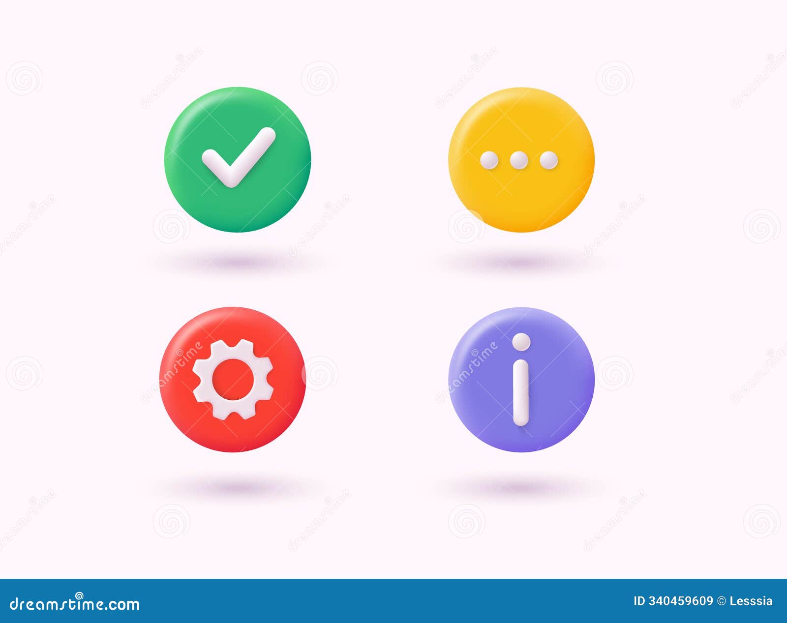 3d Icon Set of Check Mark, Information Icon, Chat, Cross, Question Mark ...