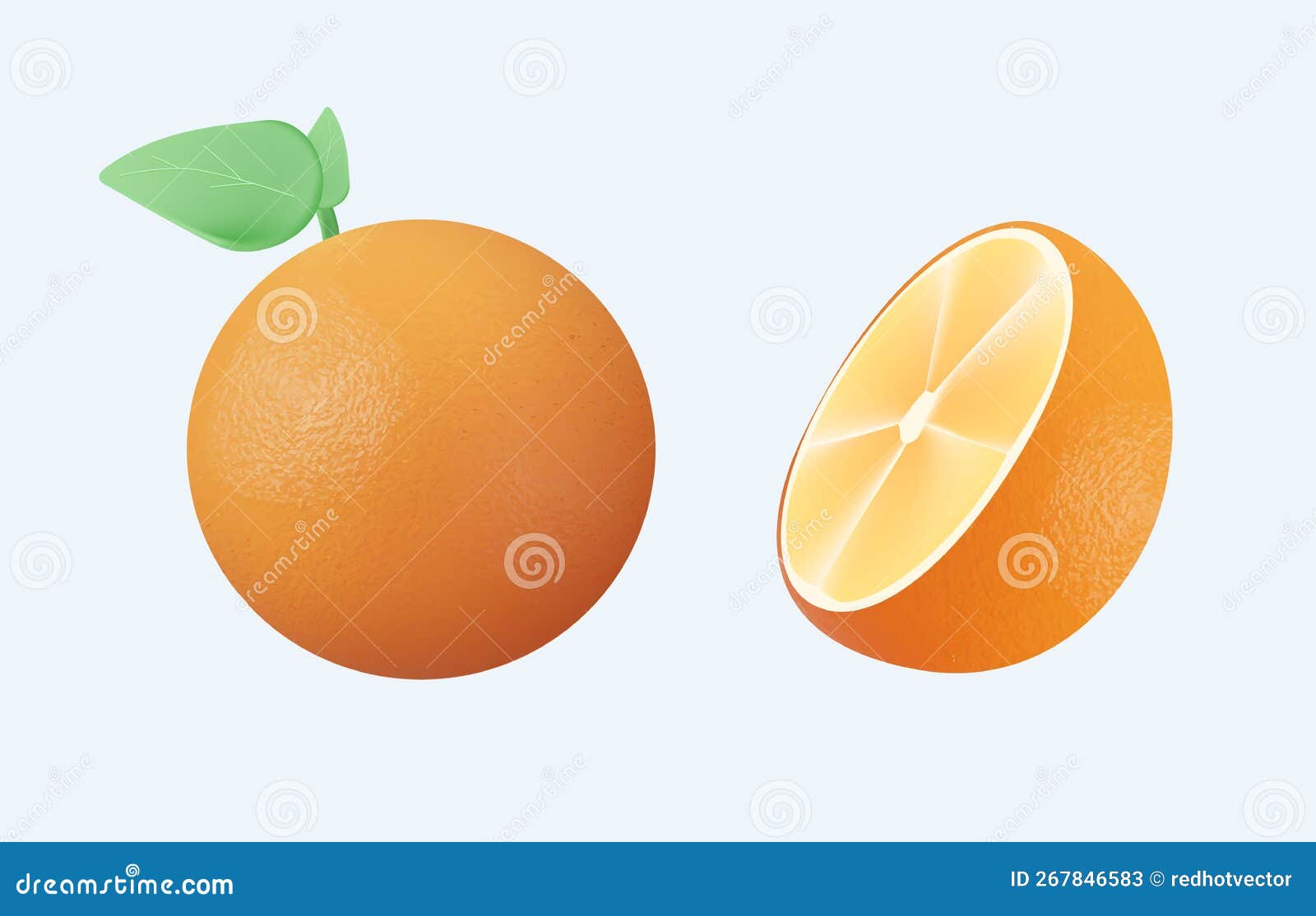 3D Icon Set Orang Fruit. Oranges that are Segmented on a White ...
