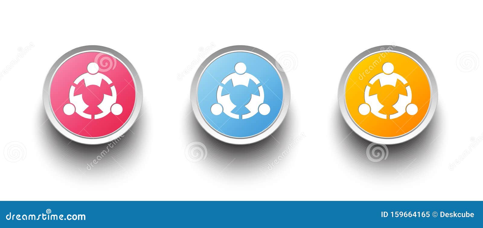 3D Icon Set Teamwork People Three Person Group. Vector Design Stock ...