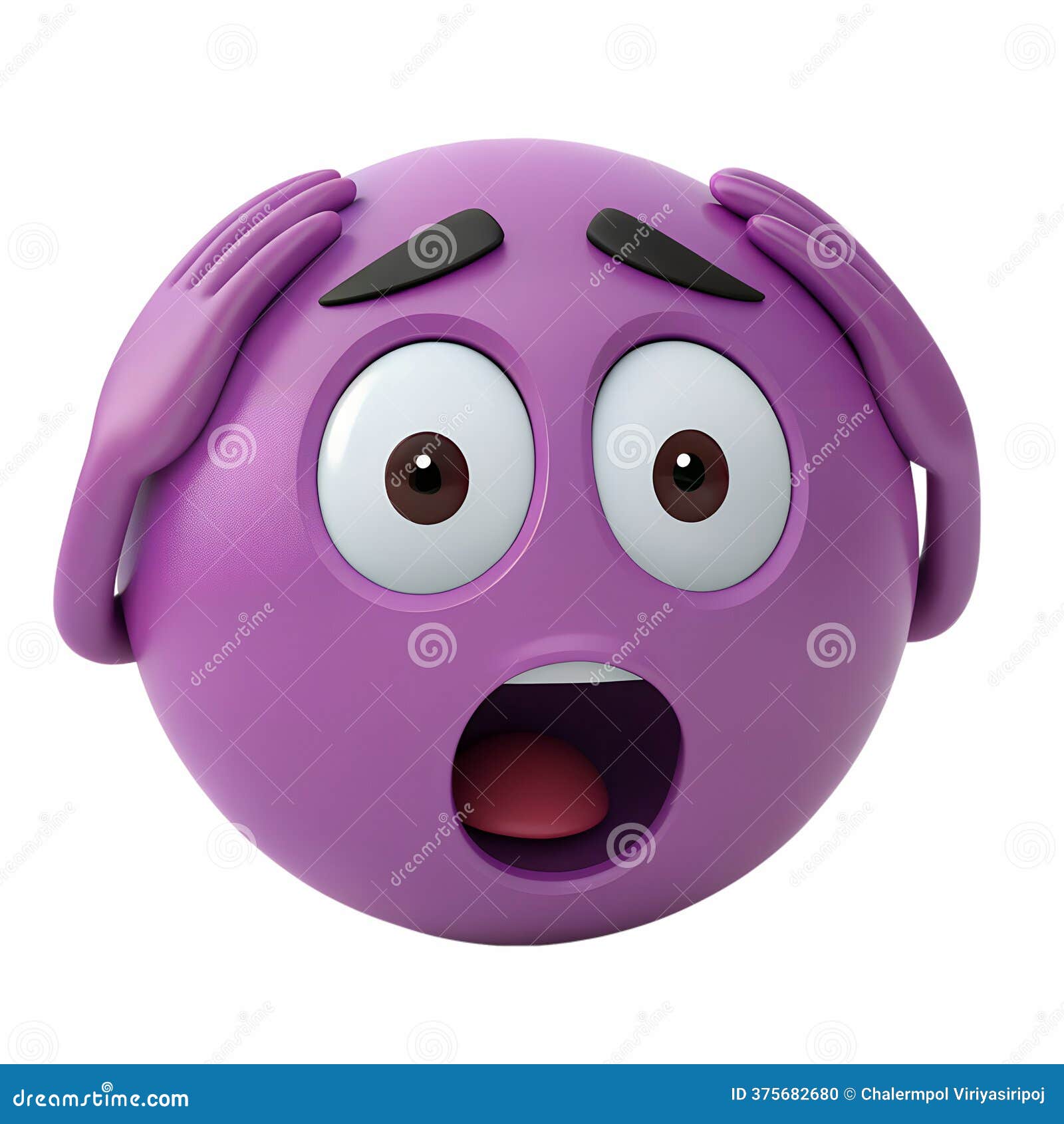 3D Rendered Shocked Emoticon Among Many Happy Emoticons On Purple ...
