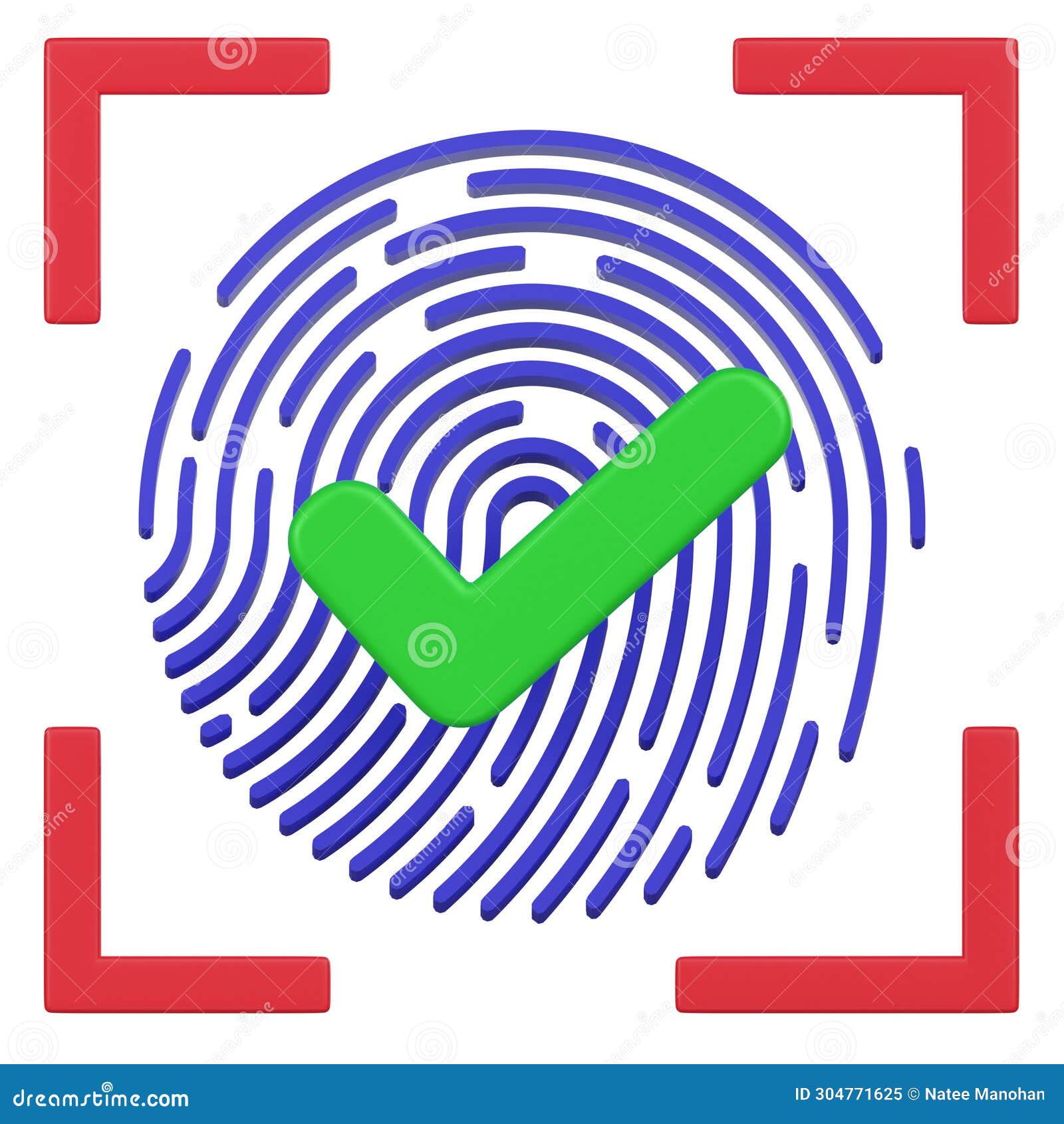 Biometric Authentication Fingerprint Scan 3D Icon Stock Illustration ...
