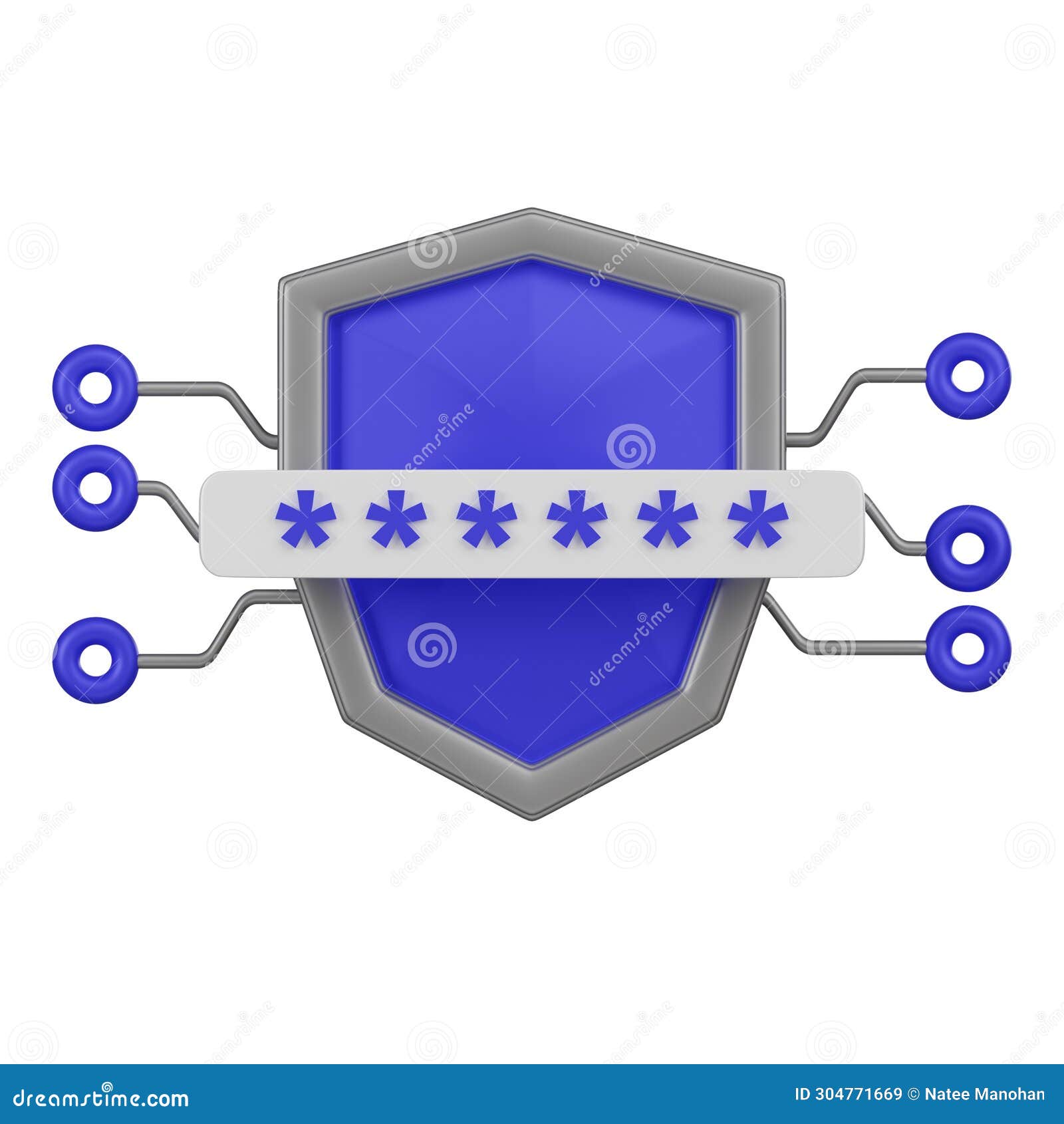 Password Protection and Encryption Shield 3D Icon Stock Illustration ...