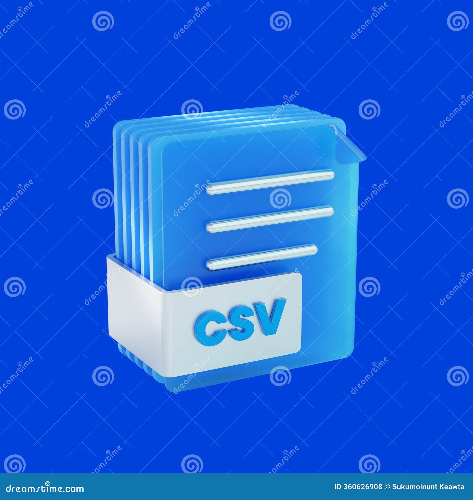 A 3D Files Icon with a Prominently Displayed CSV Sign. Stock ...