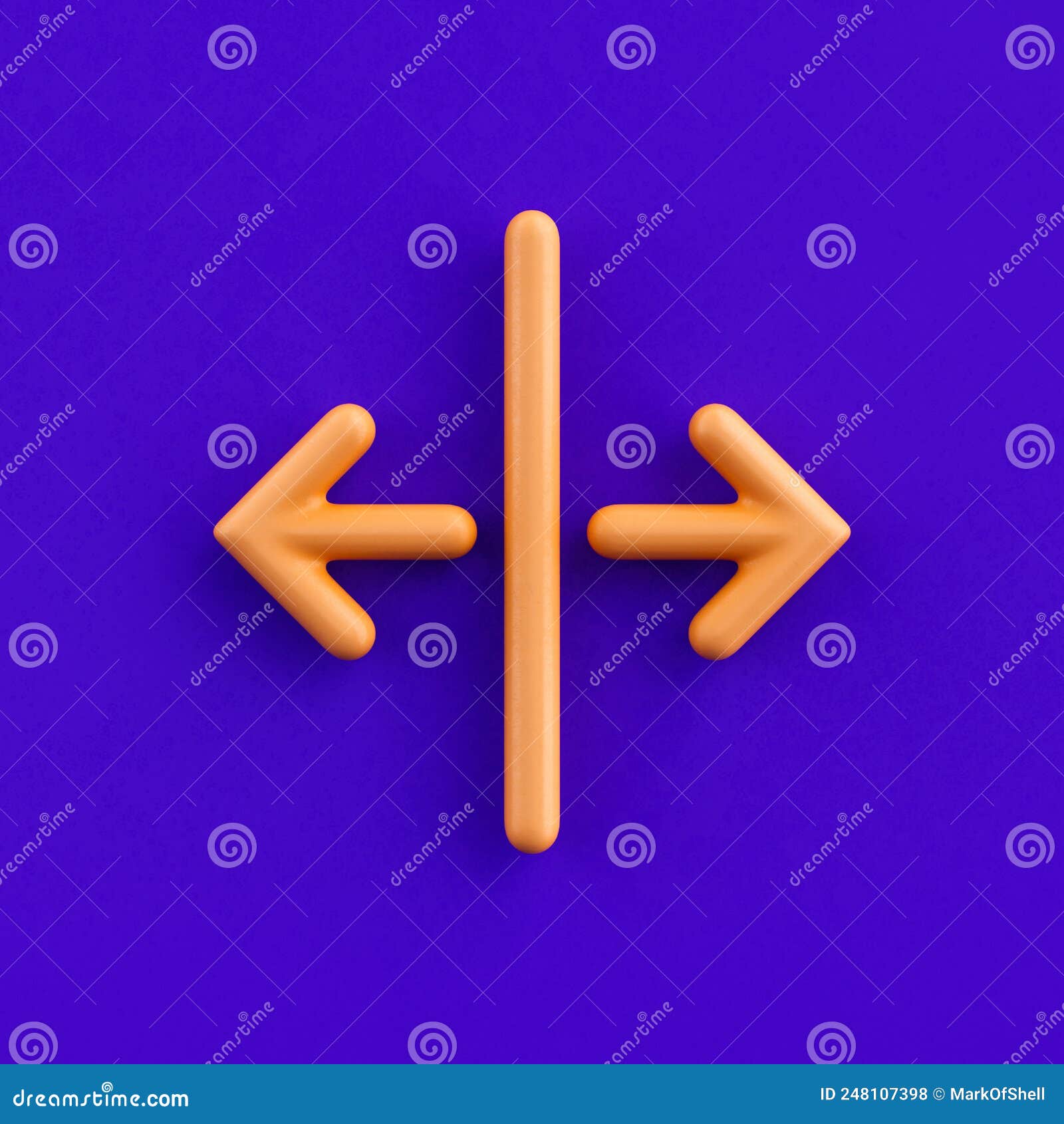 3d Icon Split Horizontal, Outline Yellow Arrow Icon, Direction Symbol ...