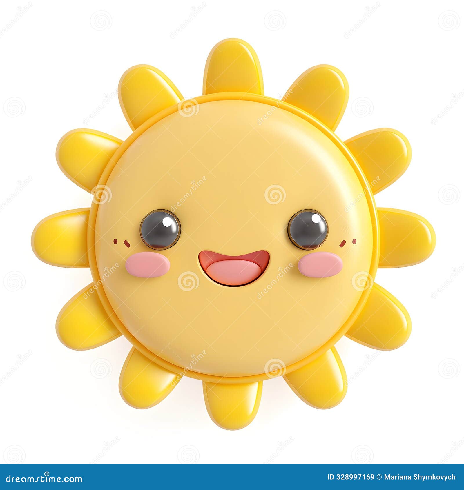 3d Icon of the Sun on a White Background. 3D Rendering of a Smiling Sun ...