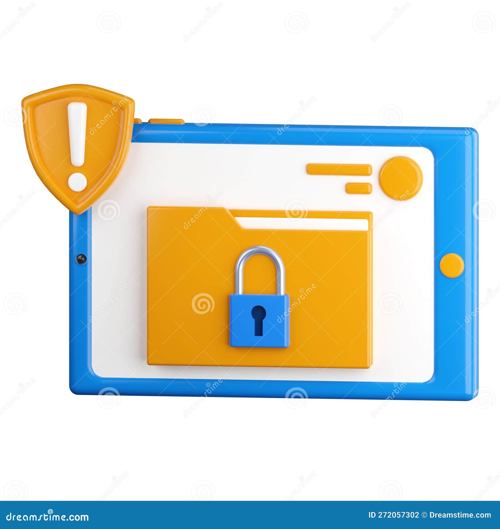 3d Icon. Tablet Icon with a Lock on the Display Stock Illustration ...