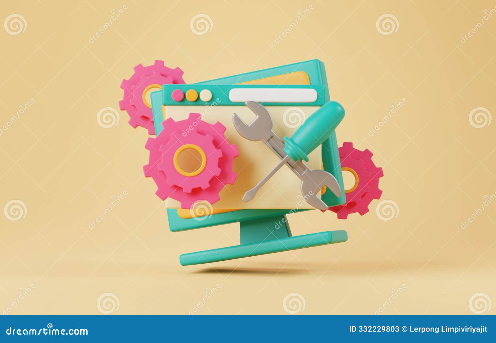3D Icon of Web Page Under Construction for Digital Development. 3D ...