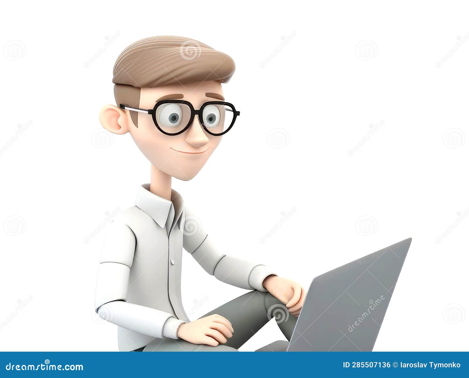 3D Icon Young Business Man Working with His Laptop in the Office or ... 3D Icon Young Business Man Working with His Laptop in the Office or ...