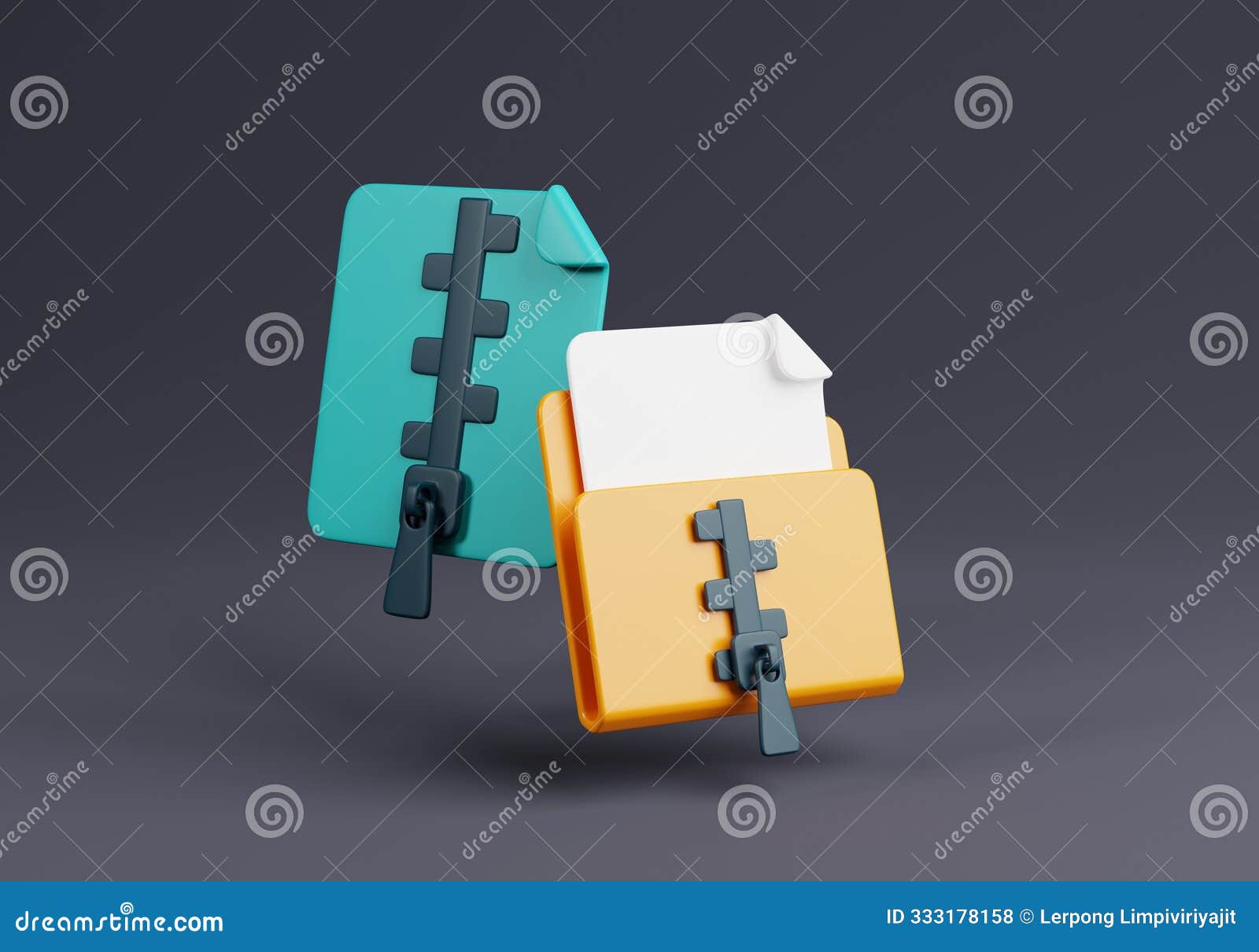 3D Icon of Zip Folder and Compressed Directory. 3D Render Stock ...