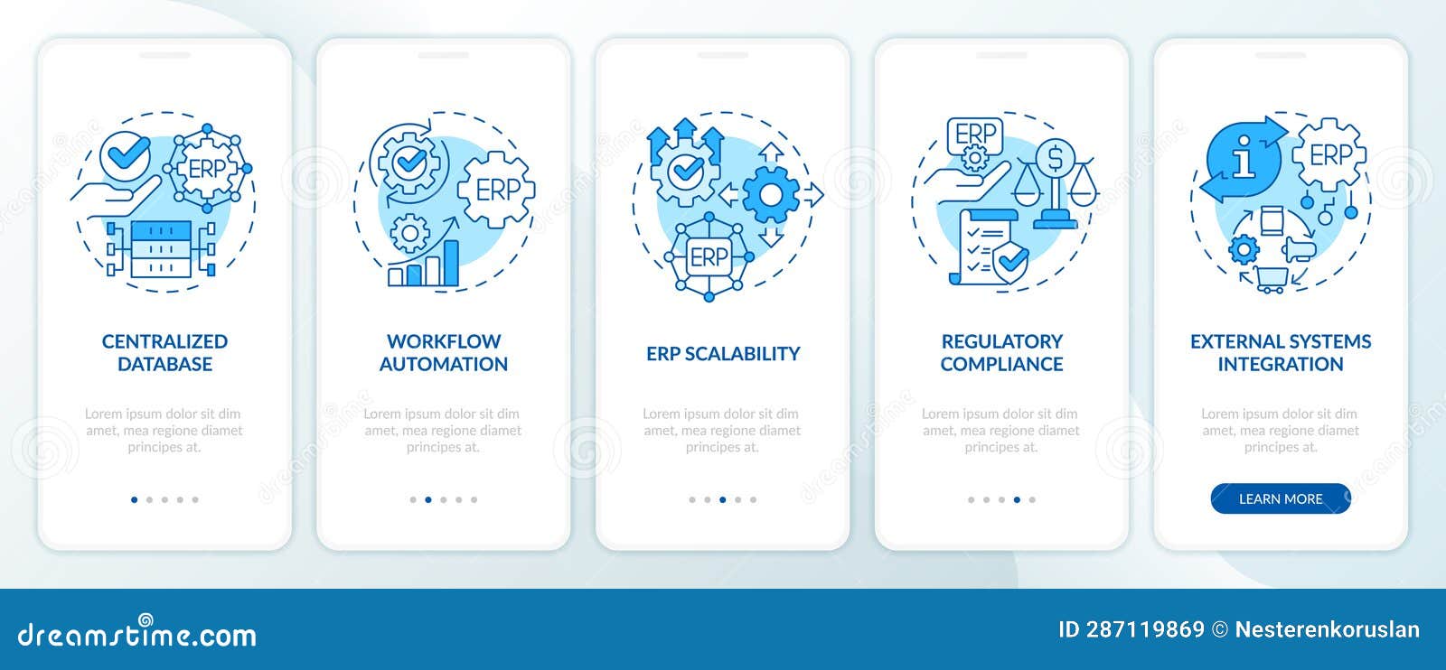 Walkthrough ERP with Line Icons Concept Stock Vector - Illustration of ...