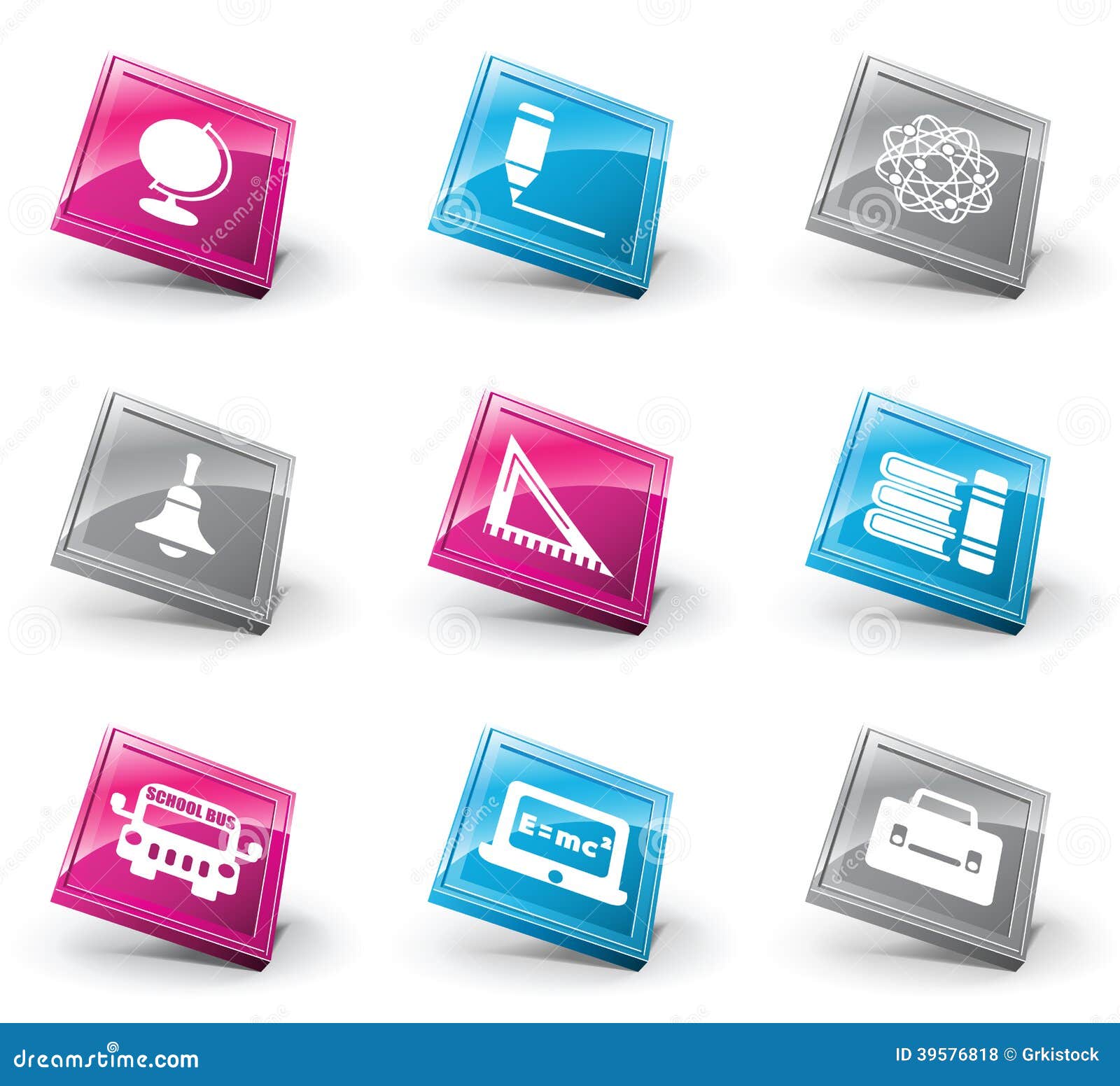 3D icons stock vector. Illustration of silver, school - 39576818